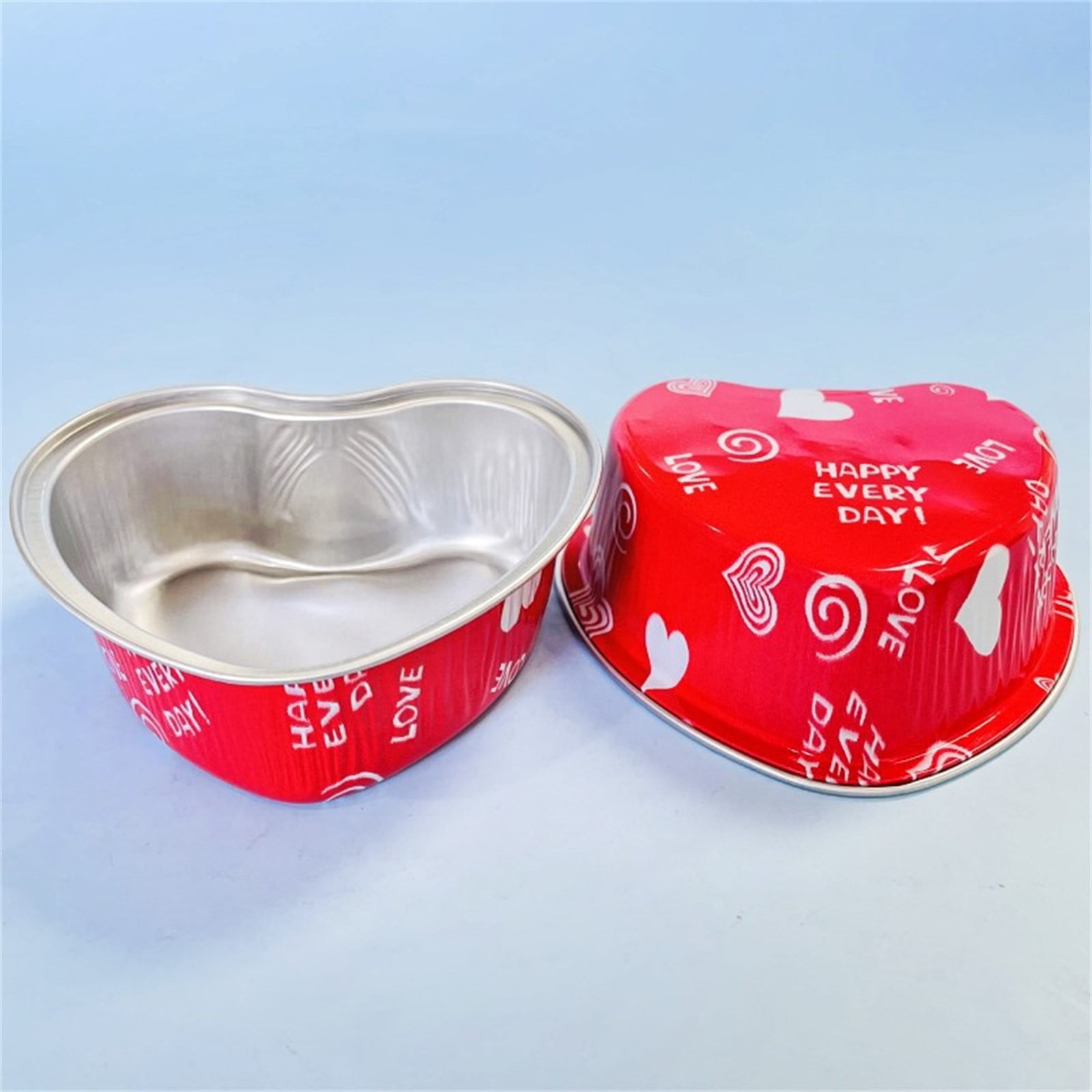 VEFSU Set of 10 Heart-Shaped Disposable Aluminum Foil Cake Pans with ...