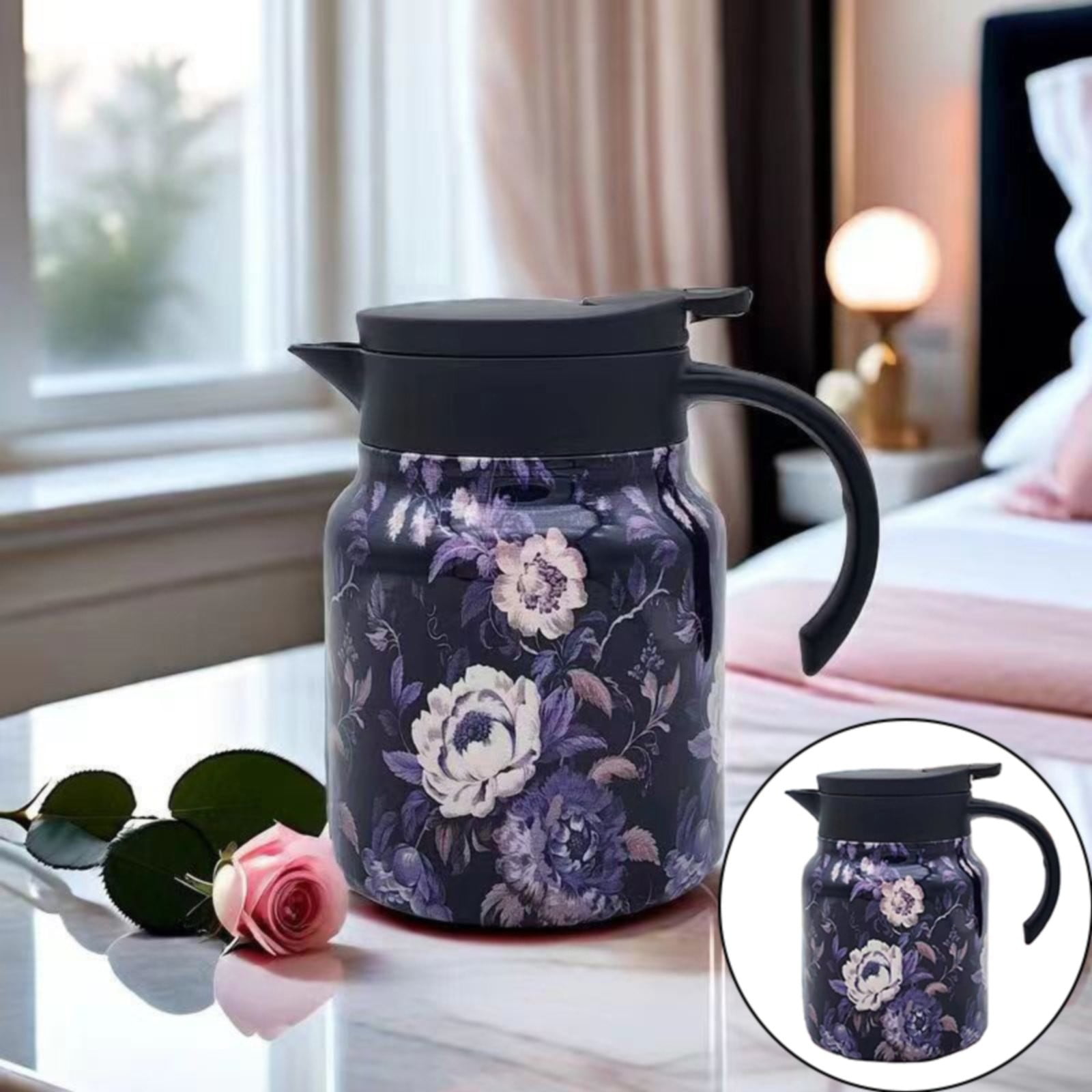 VEFSU Vintage Floral Tea Pot – Insulated Stainless Steel Carafe with ...