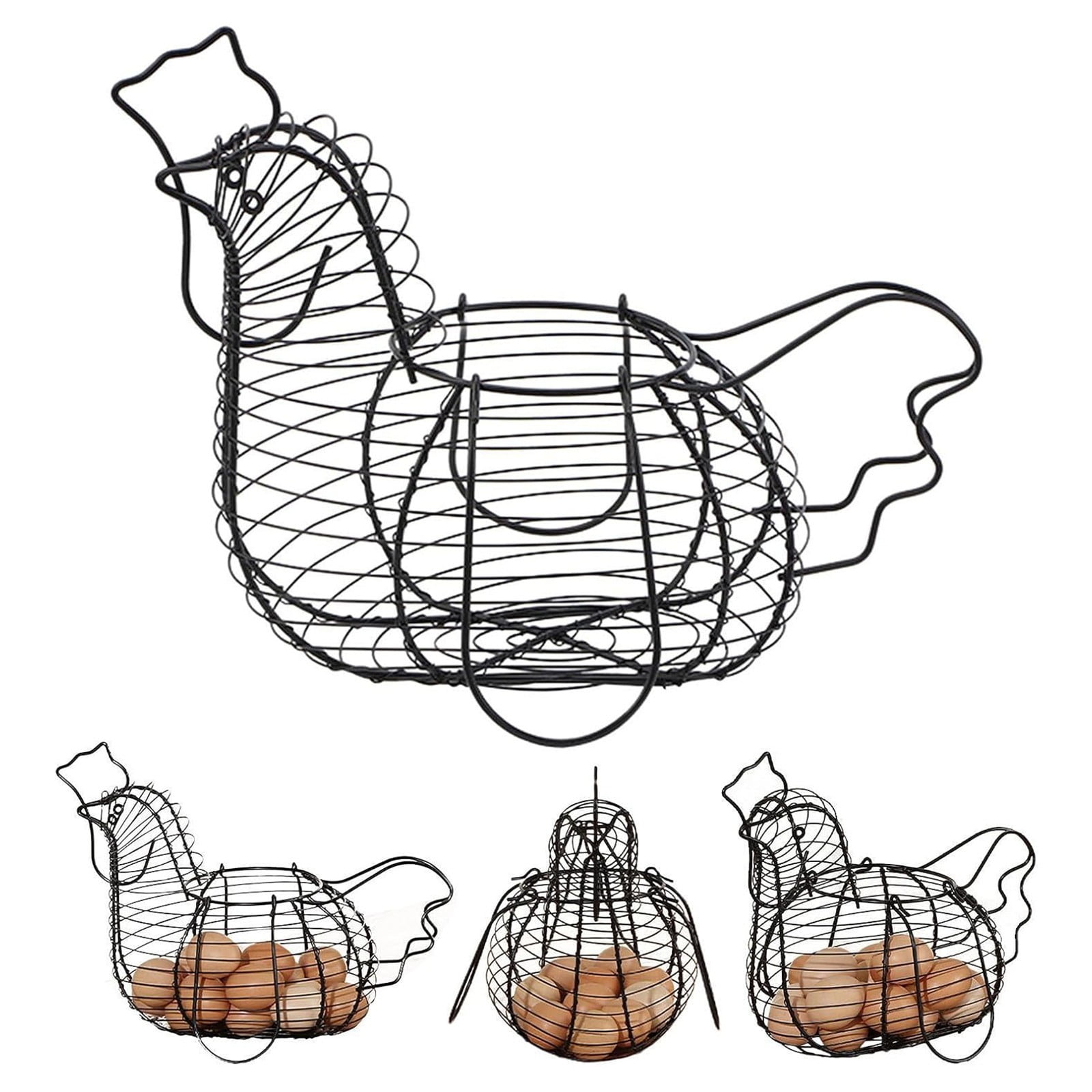 VEFSU Wire Egg Basket,Chicken Shaped Wire Egg Collecting Basket,Egg ...
