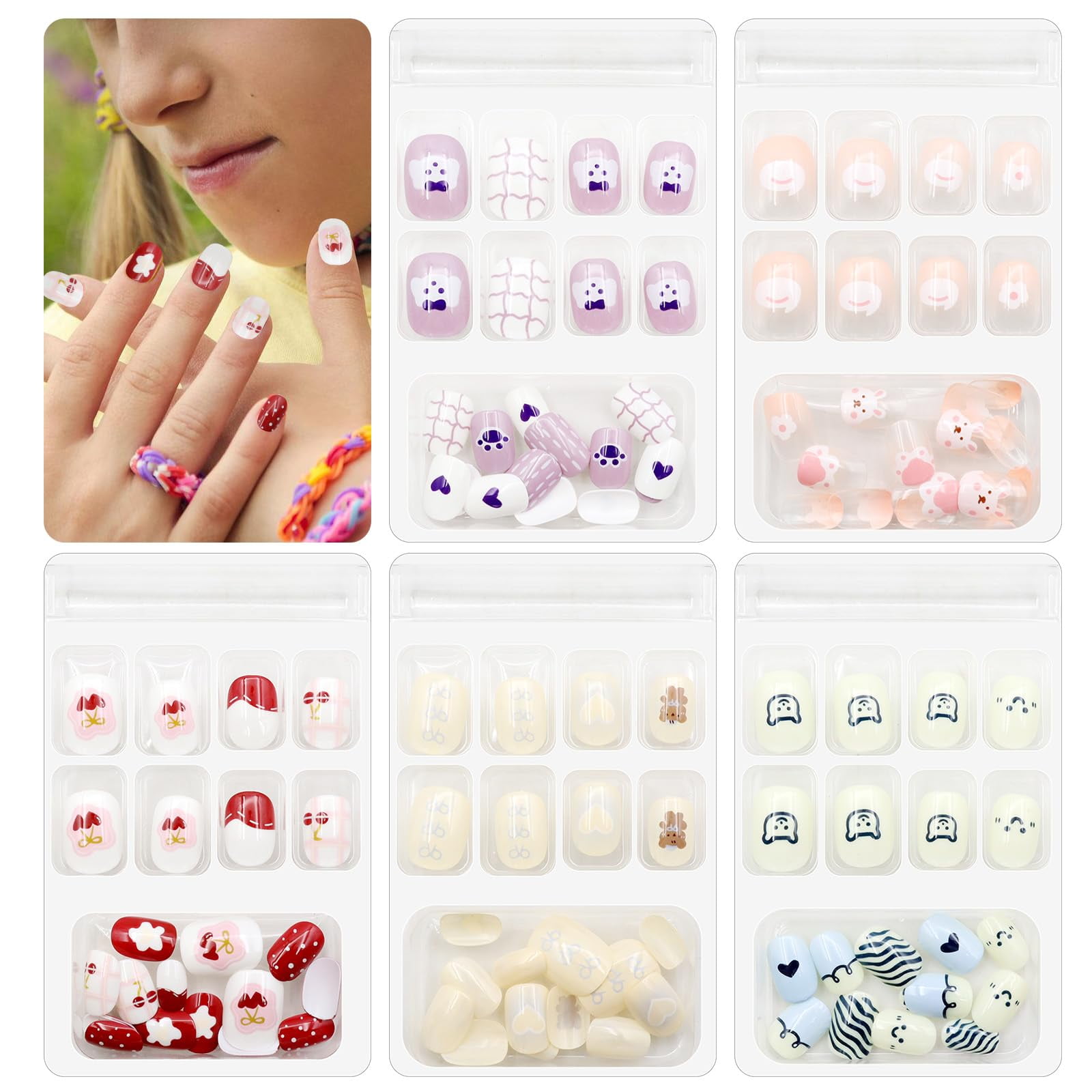 VEGCOO 120pcs kids false nails, kids false nails kids press on false ...