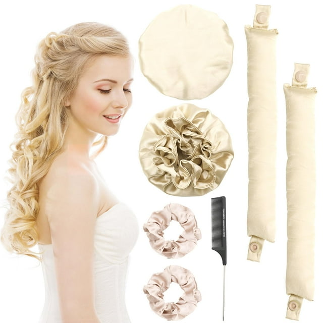 VEGCOO 2 Pairs Heatless Hair Curlers Heatless Curlers Headband, Bun ...