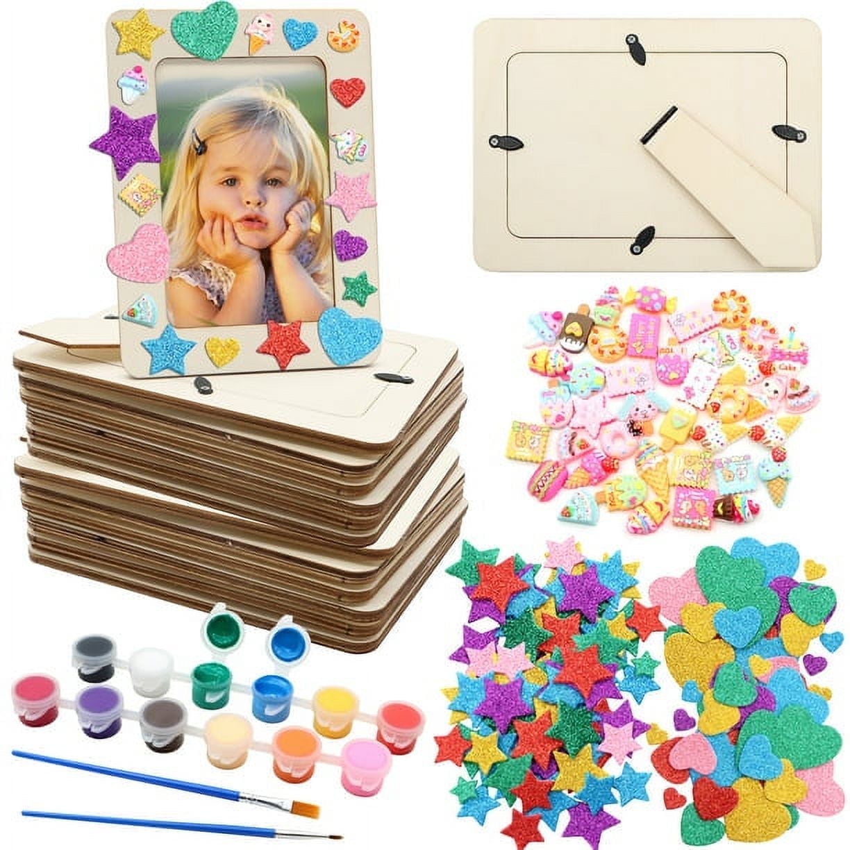 VEGCOO 24 Pcs DIY Wooden Picture Frames 7.5x5.5 Inch with Stand, Kids ...