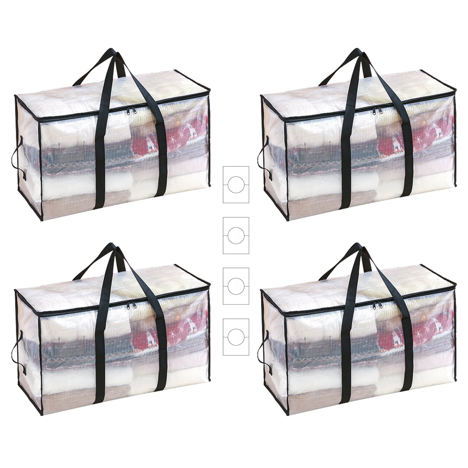 VEGCOO 4-Pack Clear Storage Bags with Labels - 27" x 14" x 15" Heavy ...