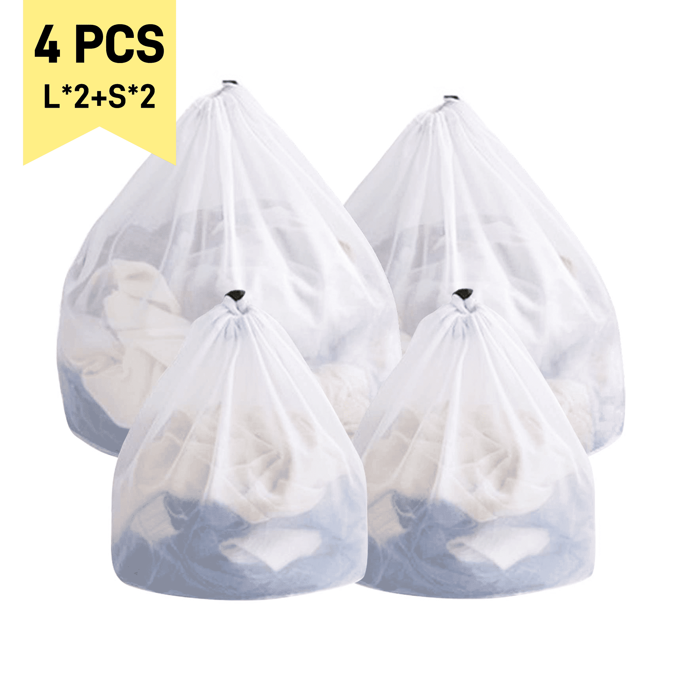 VEGCOO 4-Pack Mesh Laundry Bags – 2 Extra Large & 2 Small for Clothes ...