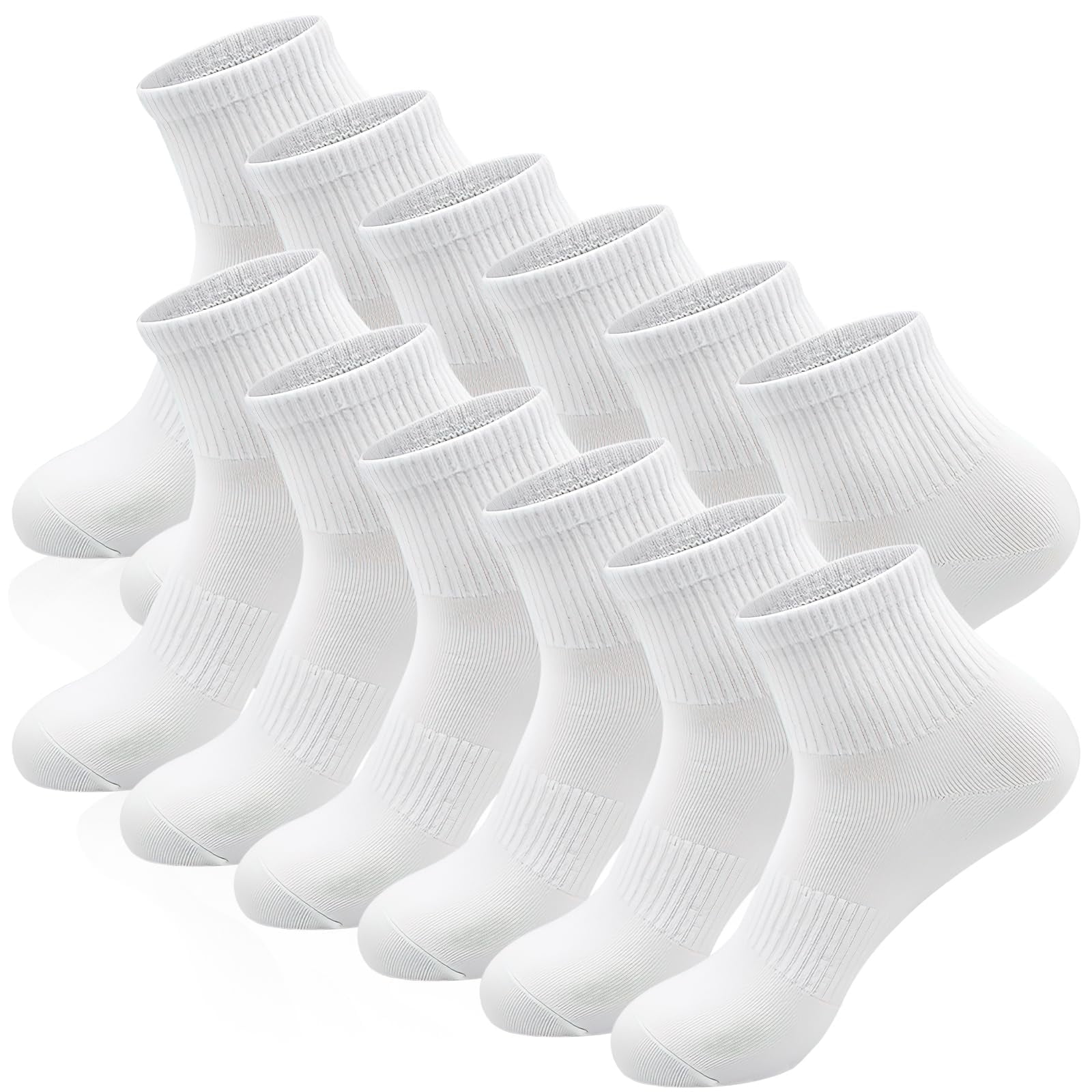VEGCOO 6 Pairs White Socks Women, Breathable Sweat-absorbent Trainer ...