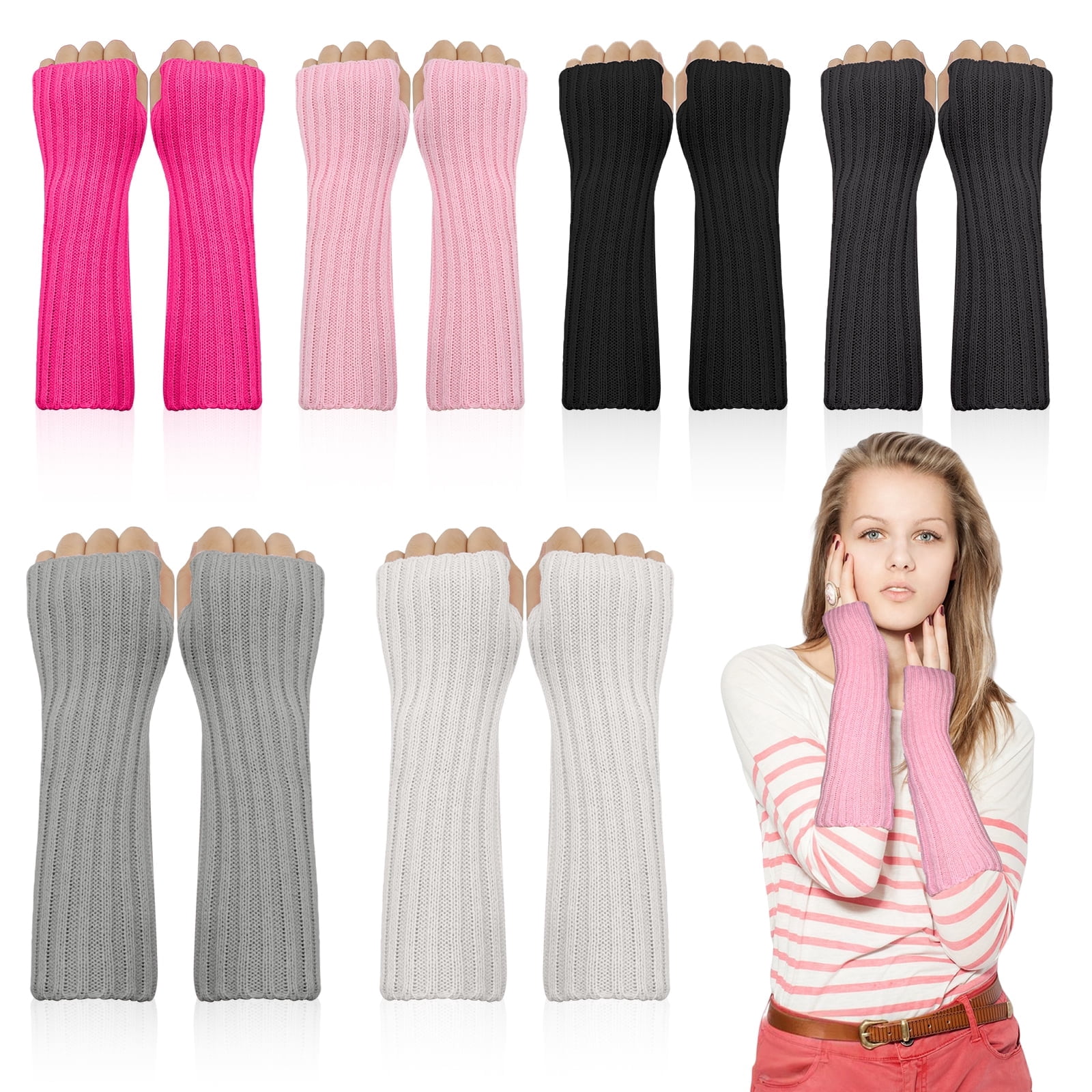 VEGCOO 6 Pairs of Cute Arm Warmers, Kawaii Japanese Harajuku Style Y2K ...