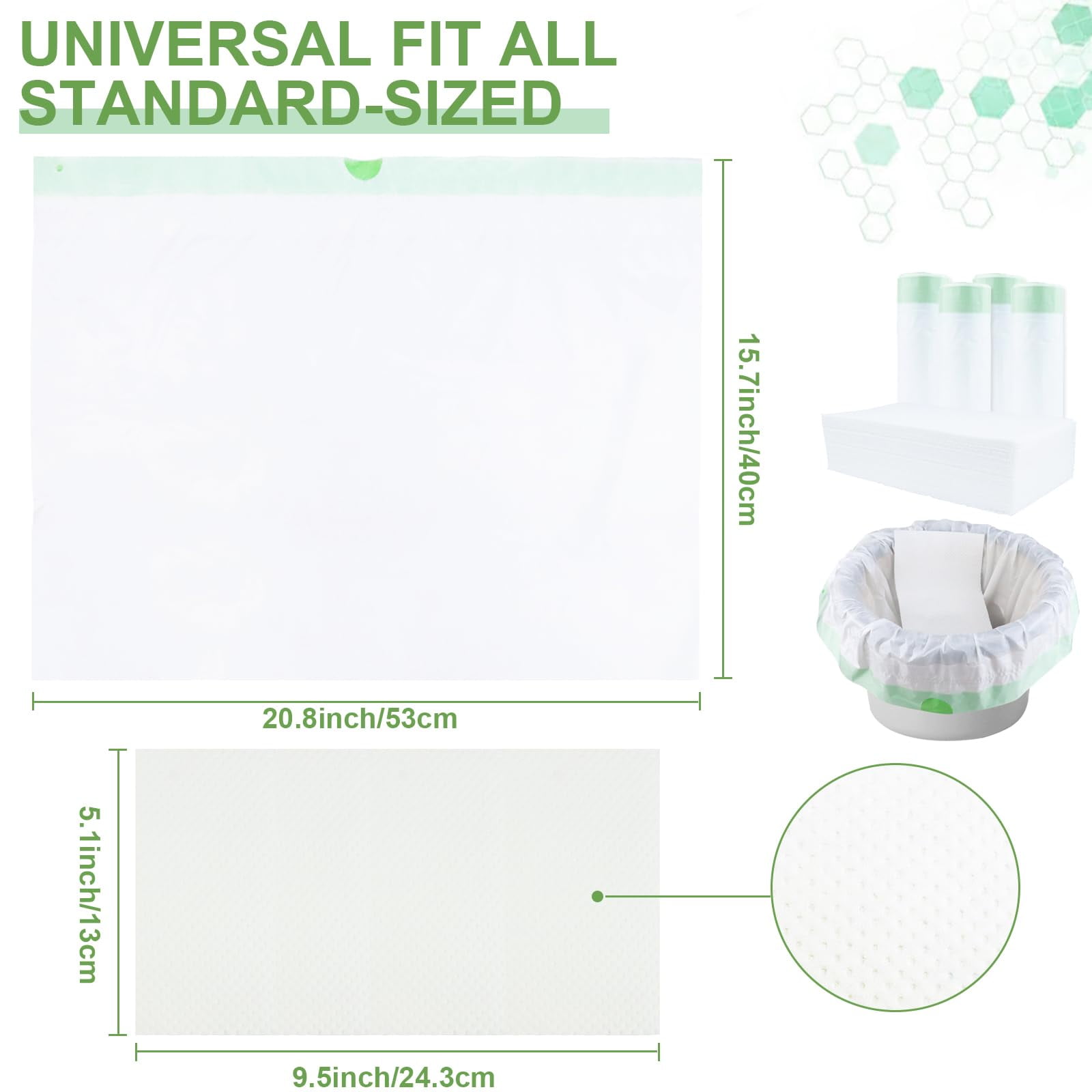 VEGCOO 80-Pack Commode Liners with Super Absorbent Pads - Universal Fit ...