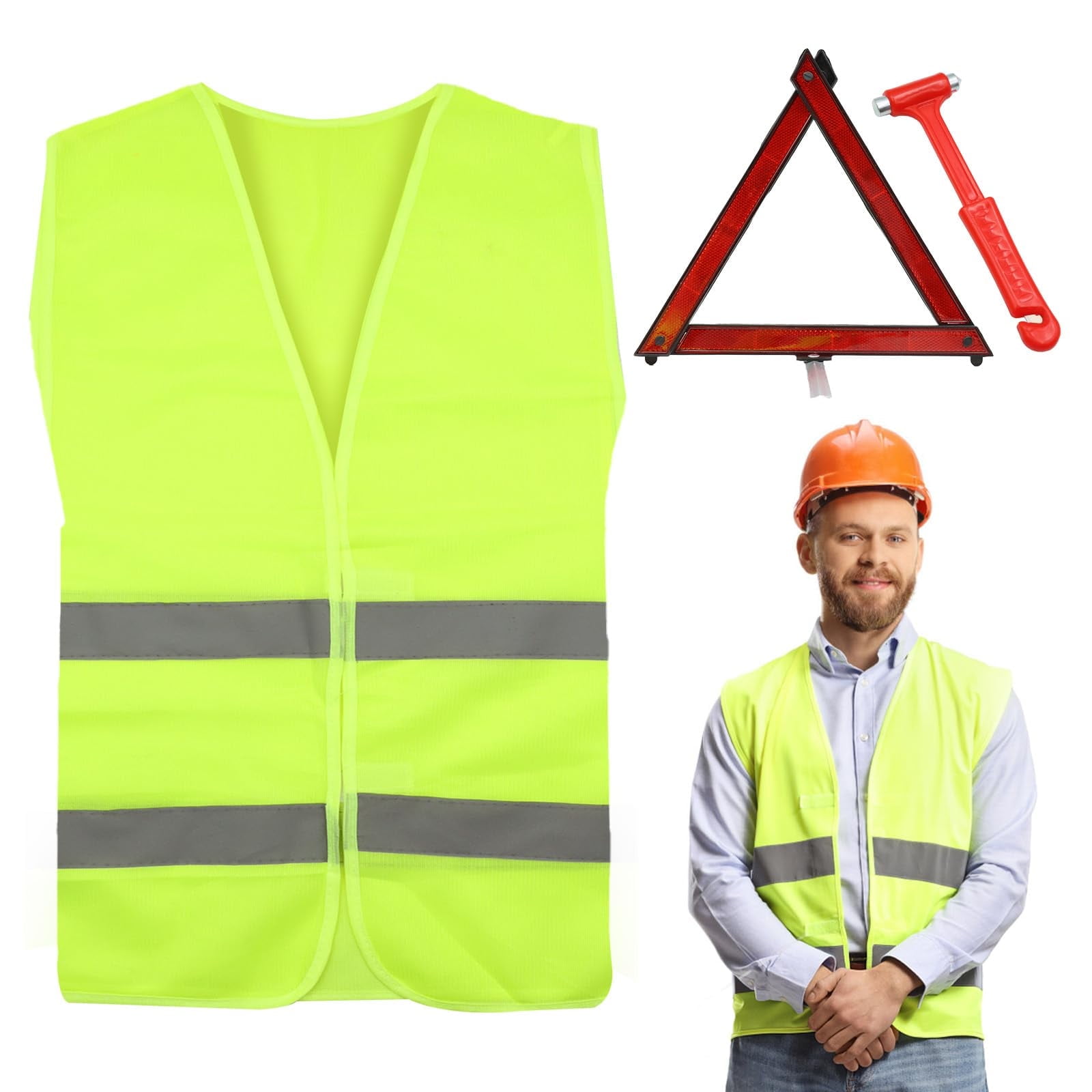 VEGCOO Car Emergency Roadside Kit, Safety Triangle Warning Kit with ...