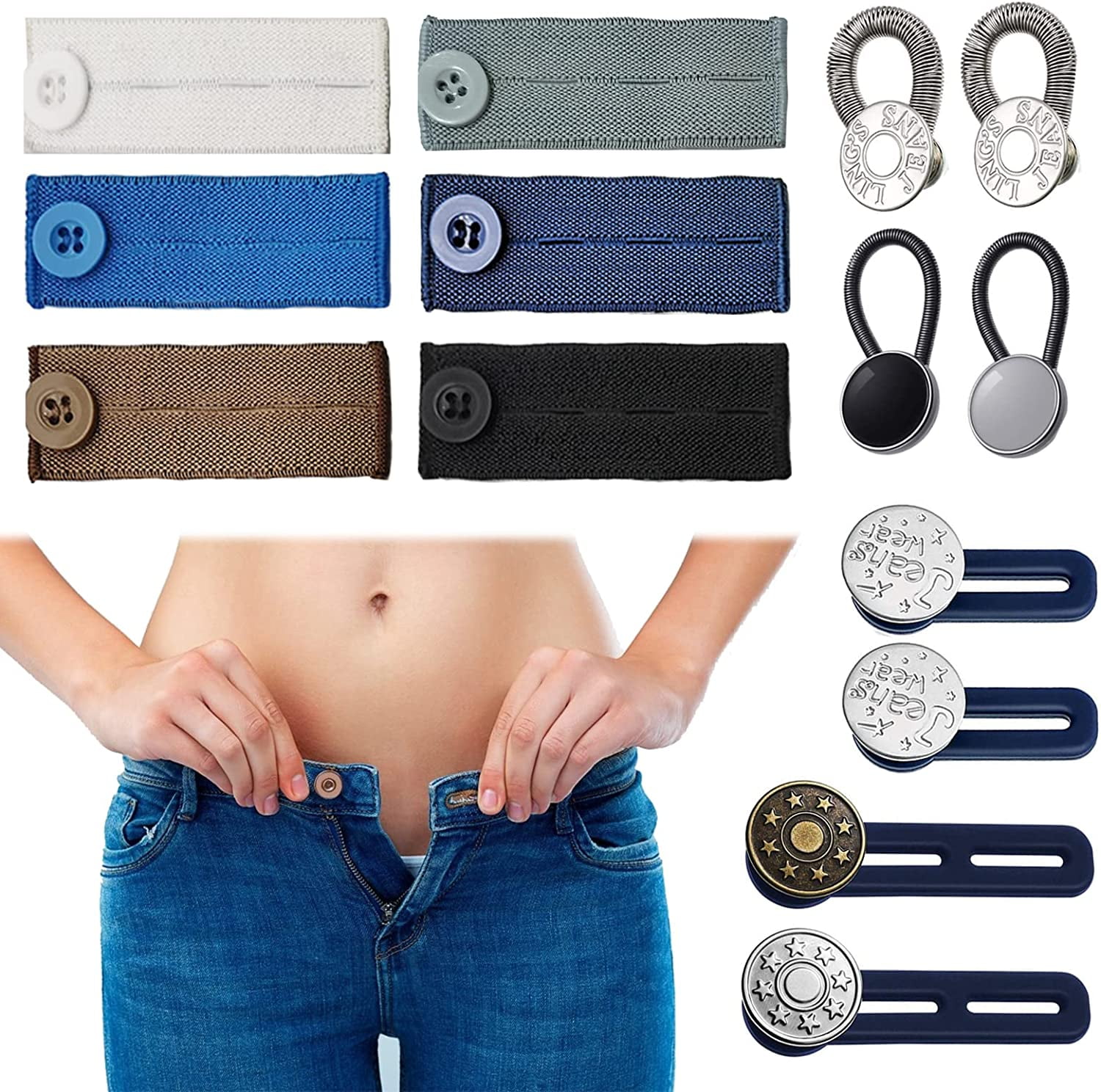 VEGCOO 14PCS Maternity Jeans Waist Expander Band Adjuster Extension Set ...