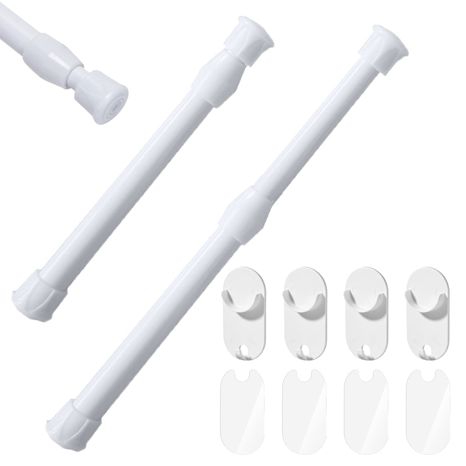 VEGCOO Pack of 2 30-50 cm Telescopic Rod, Curtain Pole Clampable ...