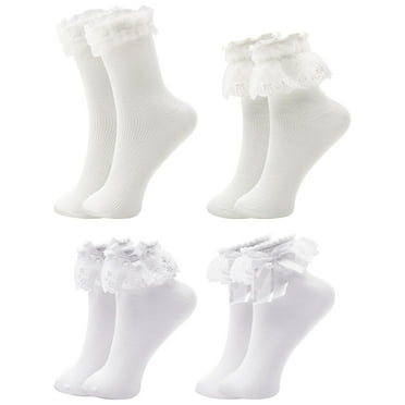 NOKIO Big Girls Lace Ruffled Comfy Ruffle Socks Girls Ruffle Socks Big ...