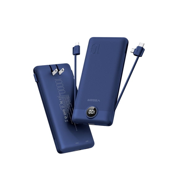 VEGER Portable Charger with Built-in AC Plug and All in One 10000mAh ...