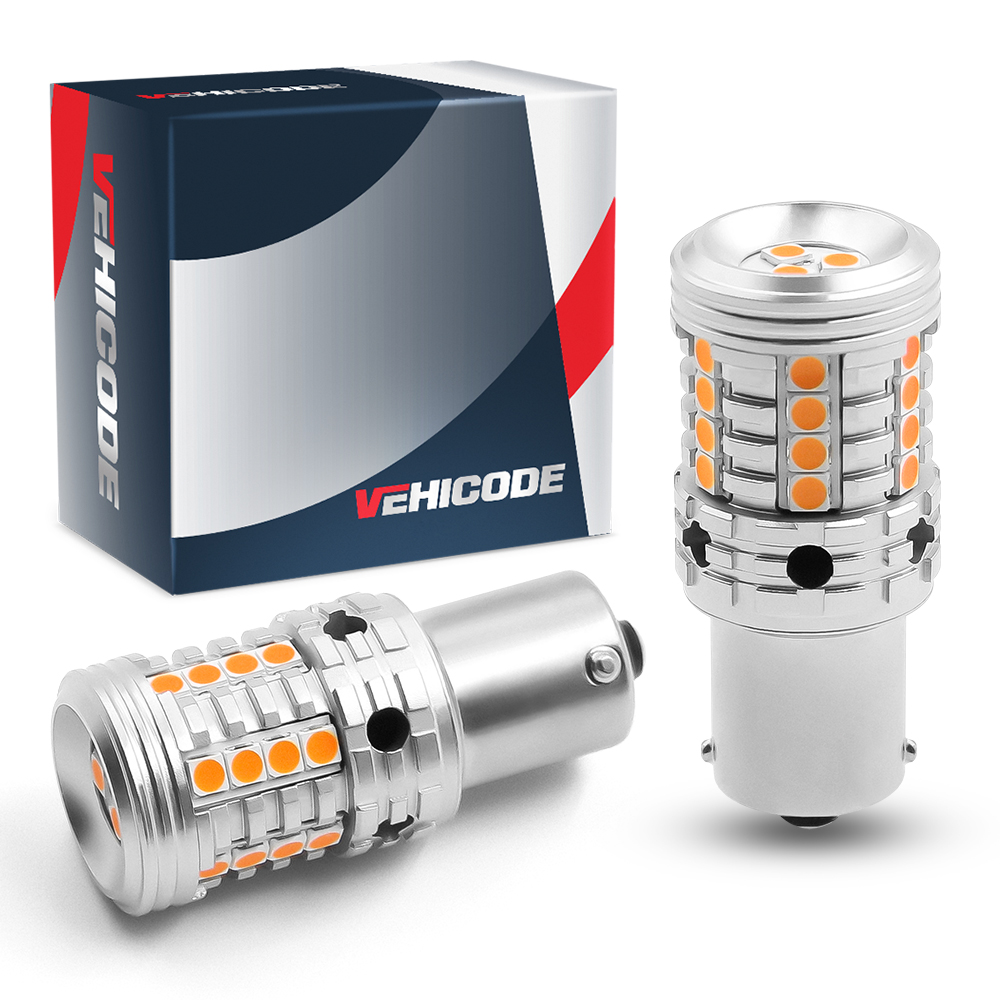 VEHICODE 1156 7506 LED Bulb Amber Yellow CANBus Error Free with Built ...