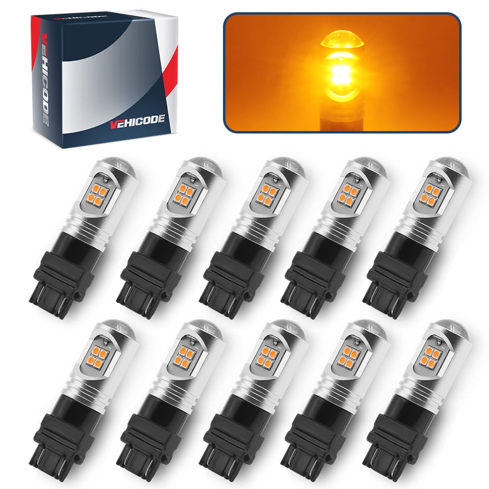 VEHICODE 3156 3157 3457A 4057 4114 4157NA LED Bulb Amber Yellow Auto DRL Turn Signal Light 3047 ...