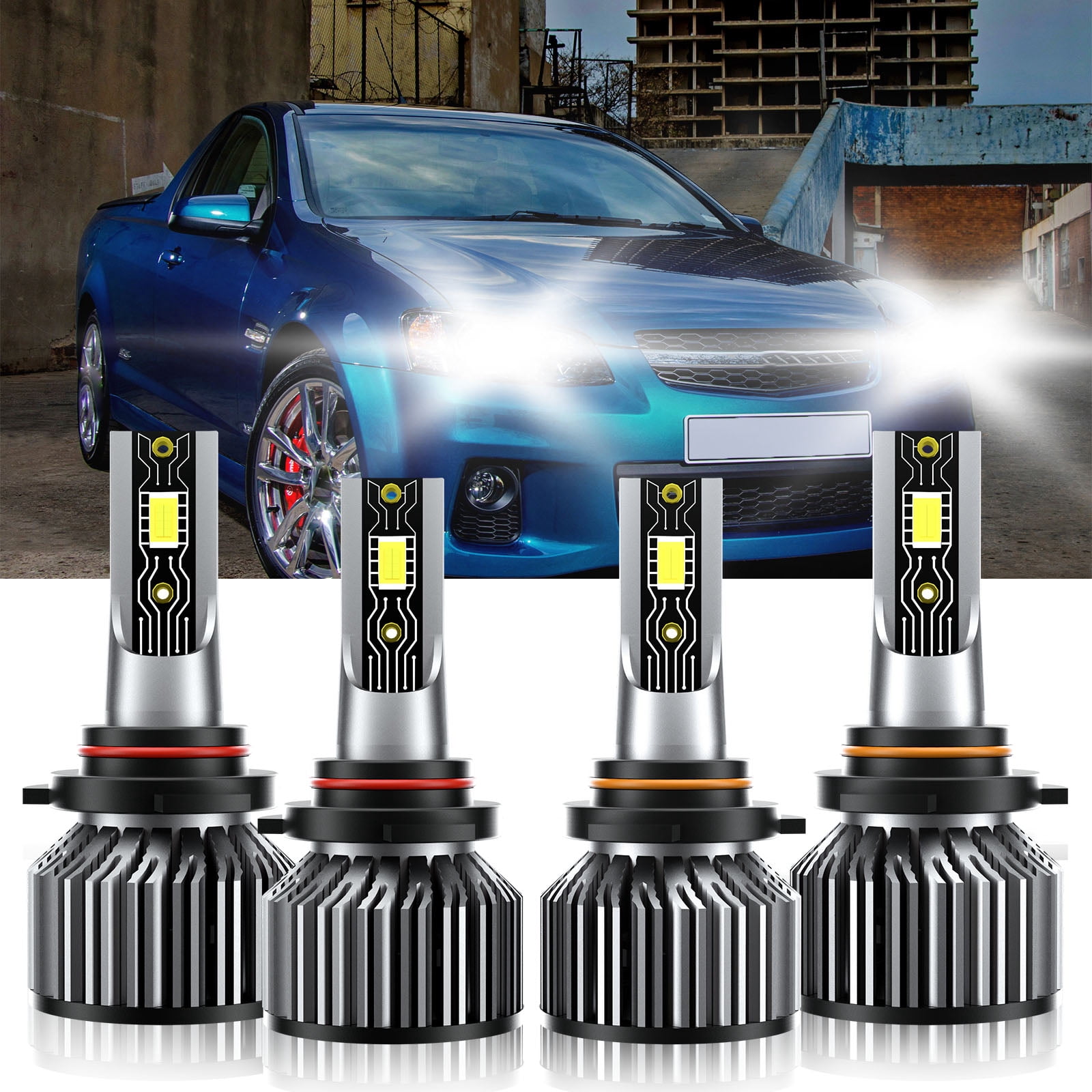 VEHIFOMO 4X 9005+9006 LED Headlight Bulbs High Low 6500K Compatible for ...