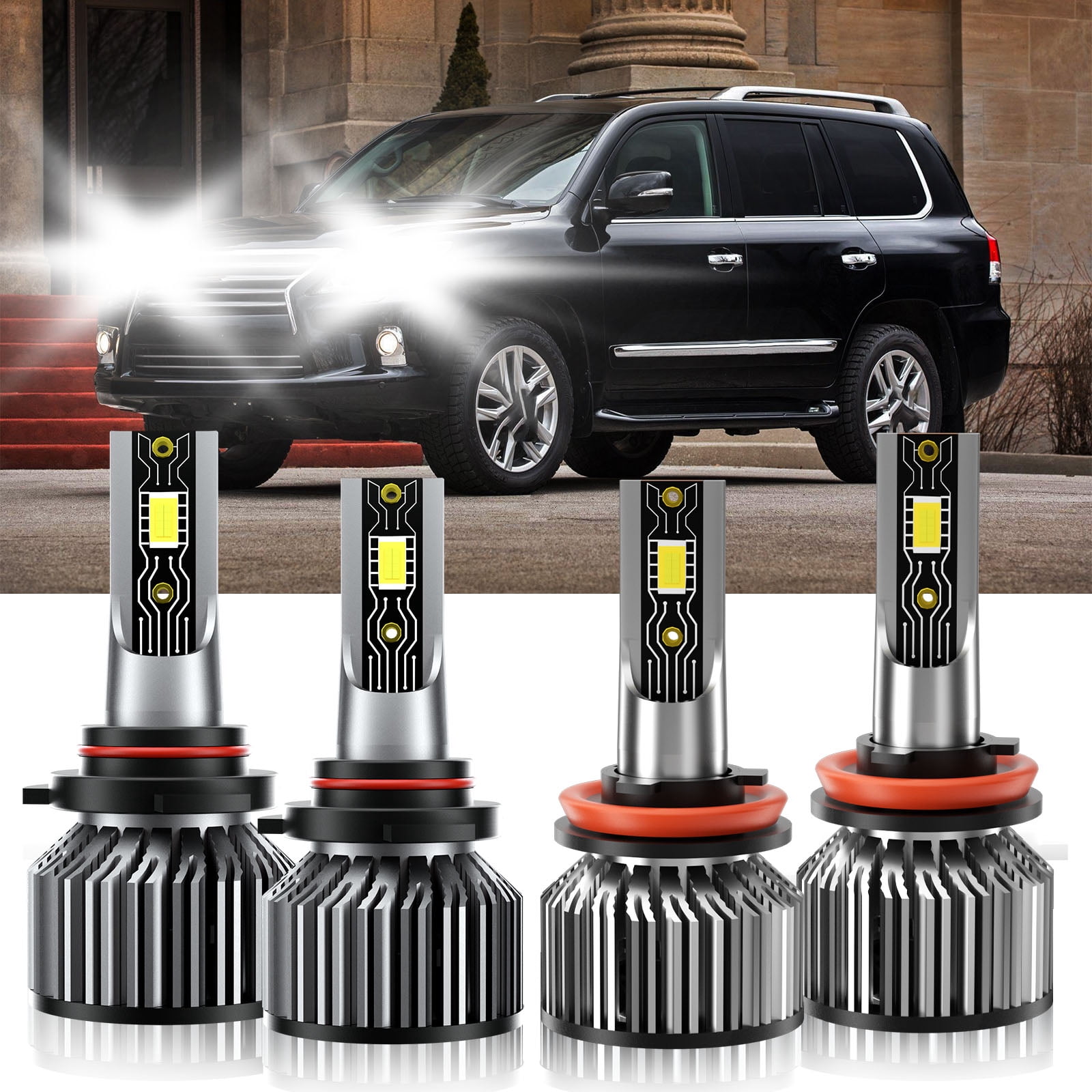 VEHIFOMO 9005 H11 LED Headlight Bulbs Combo High Low Beam Kit ...