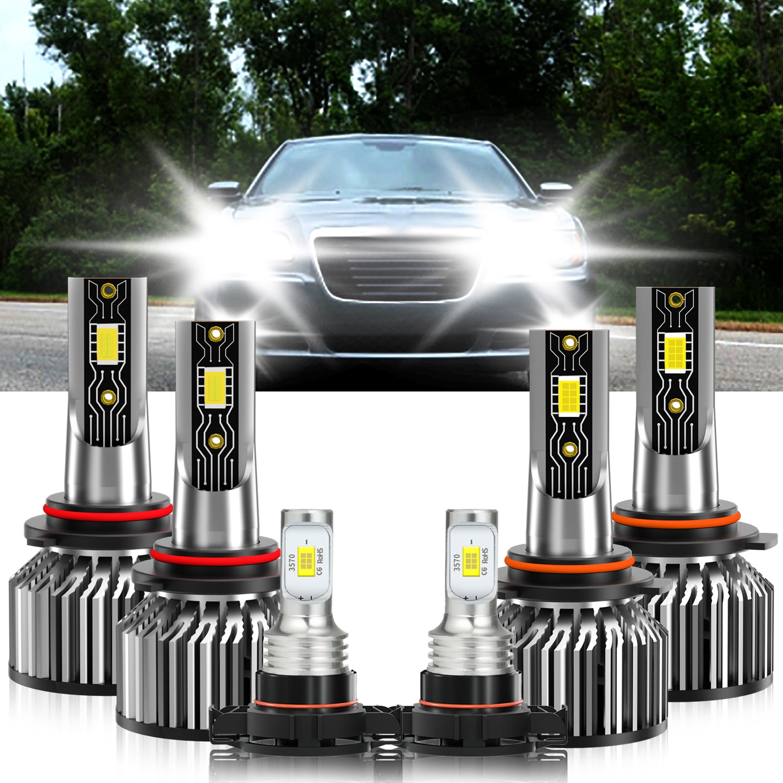 VEHIFOMO Compatible for Chrysler 300 2010-2010 6x 9005 9006 5202 LED ...