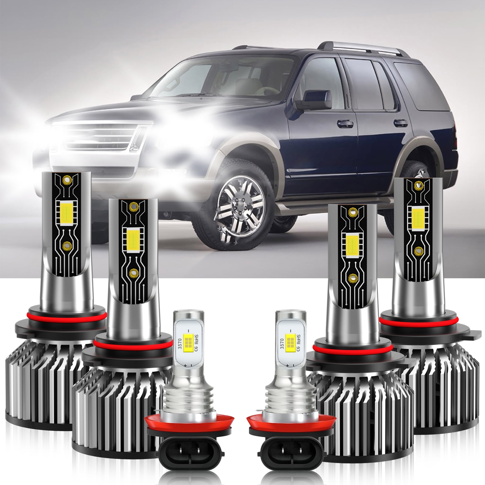 VEHIFOMO For Ford Explorer 2011-2015 LED Headlight High Low Beam Fog ...