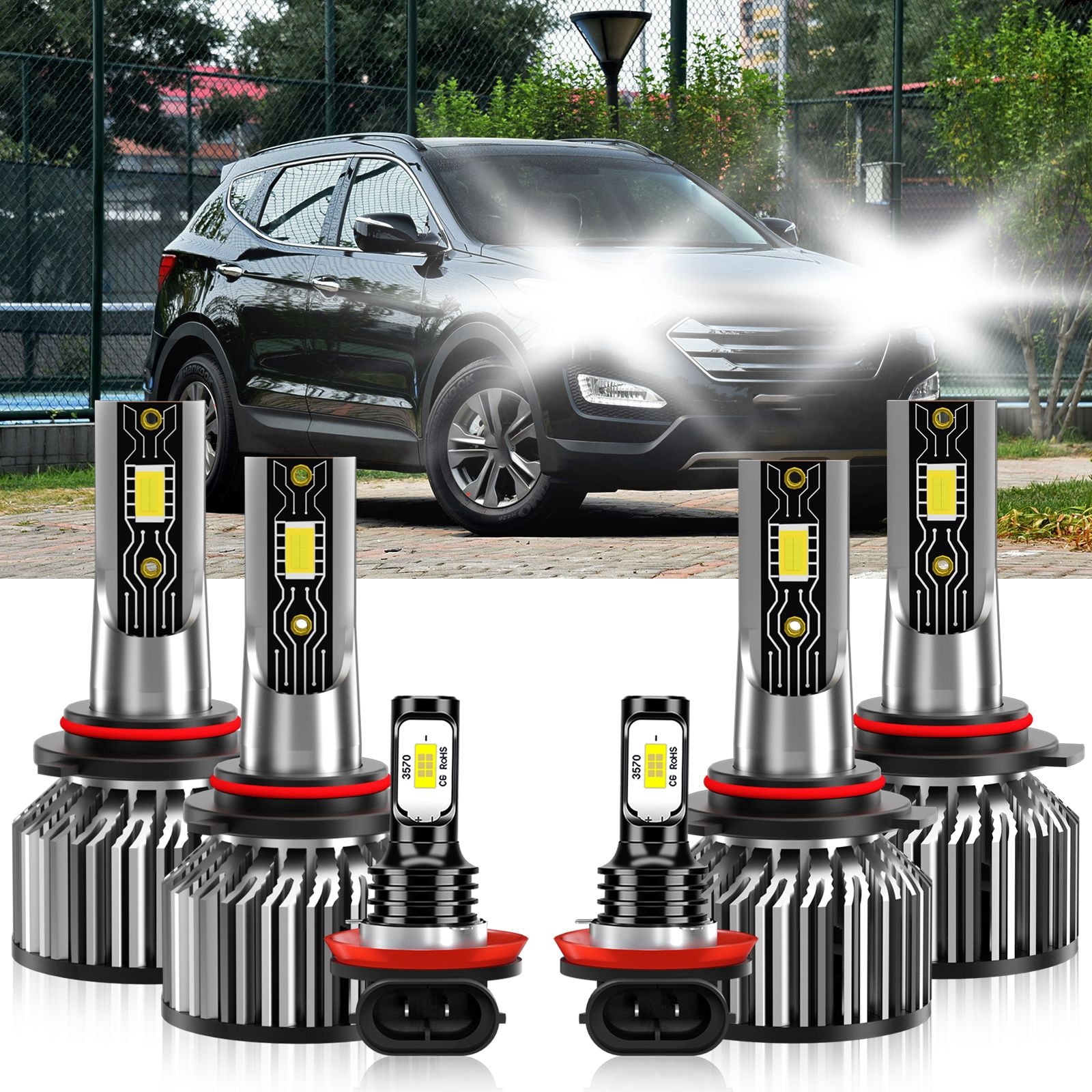VEHIFOMO Compatible for Hyundai Santa Fe 2019-2020 Combo LED Headlight ...