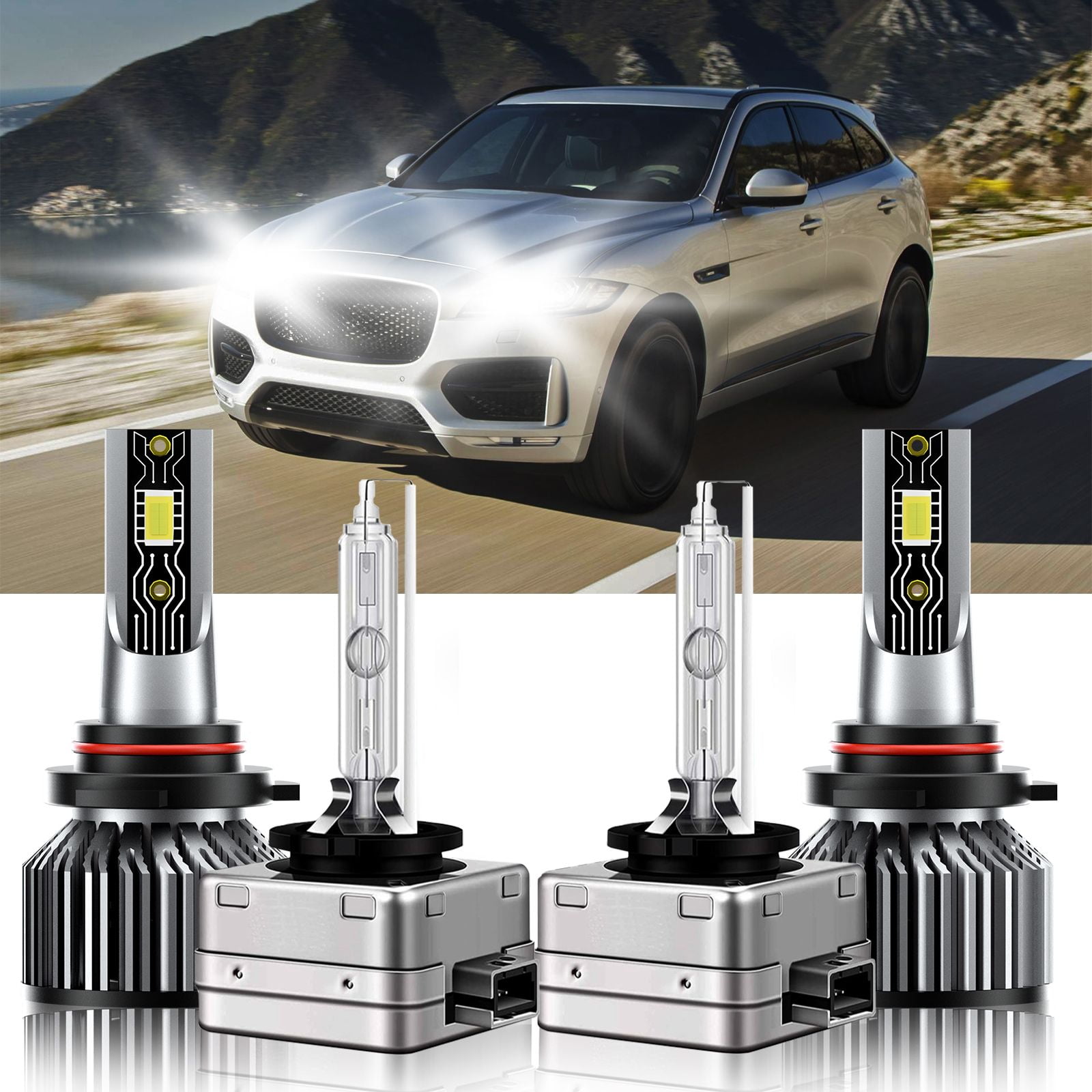 VEHIFOMO Compatible for Jaguar F-Pace 2021-2021 9012 D3S LED HID Headlight Bulbs High Low Beam ...