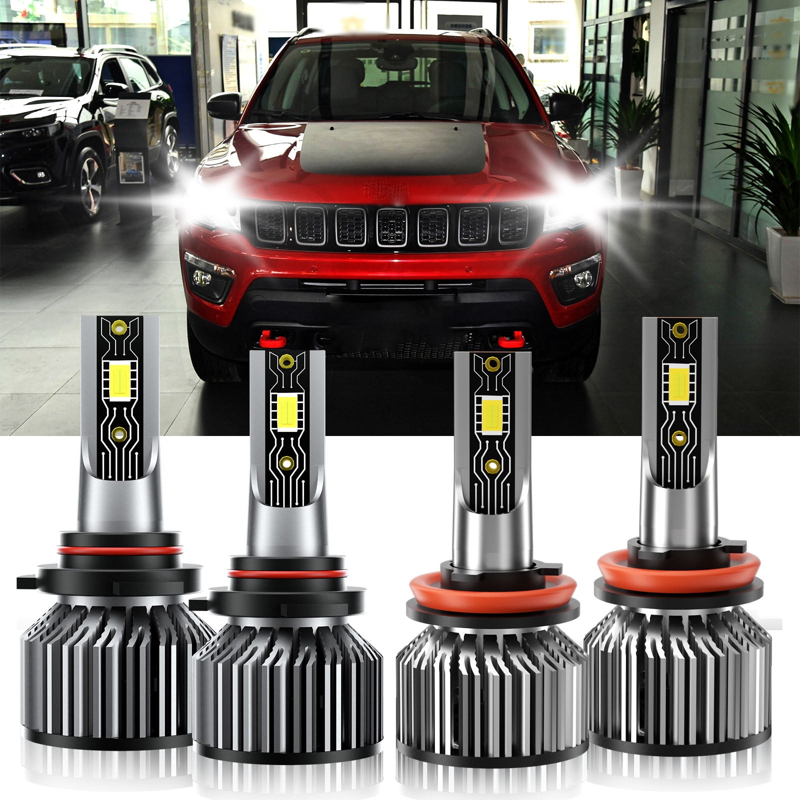 VEHIFOMO Compatible for Jeep Compass 2011-2021 9005 H11 LED Headlight ...