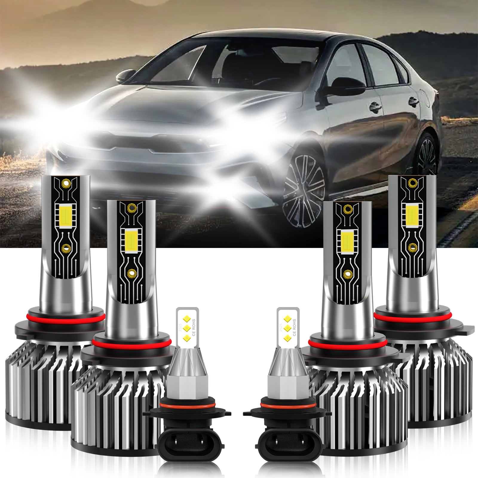VEHIFOMO Compatible for Kia Optima 2019-2019 6x 9005 9005 9145 LED Headlight Bulbs High Low Beam ...