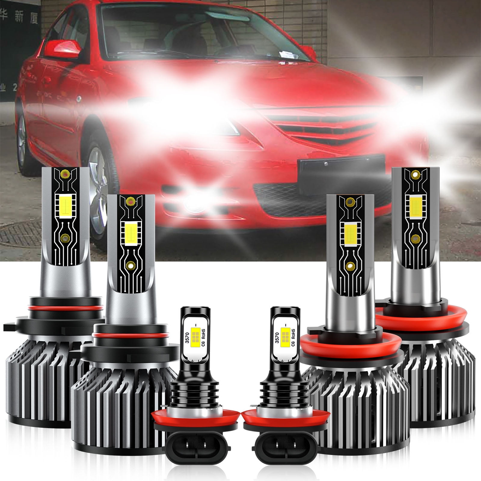VEHIFOMO Compatible for Mazda 3 2010-2013 Combo 9005 H11 H11 LED ...