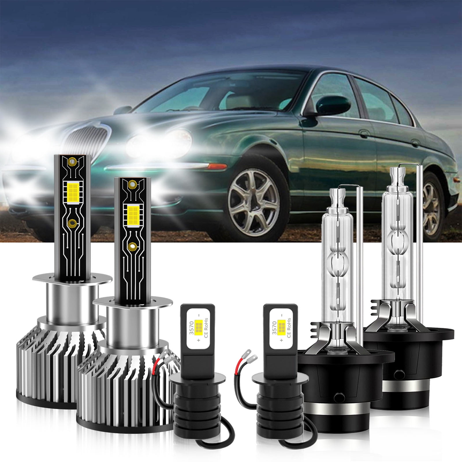 VEHIFOMO LED HID Headlight Bulbs High Low Beam Fog Light For Jaguar S ...