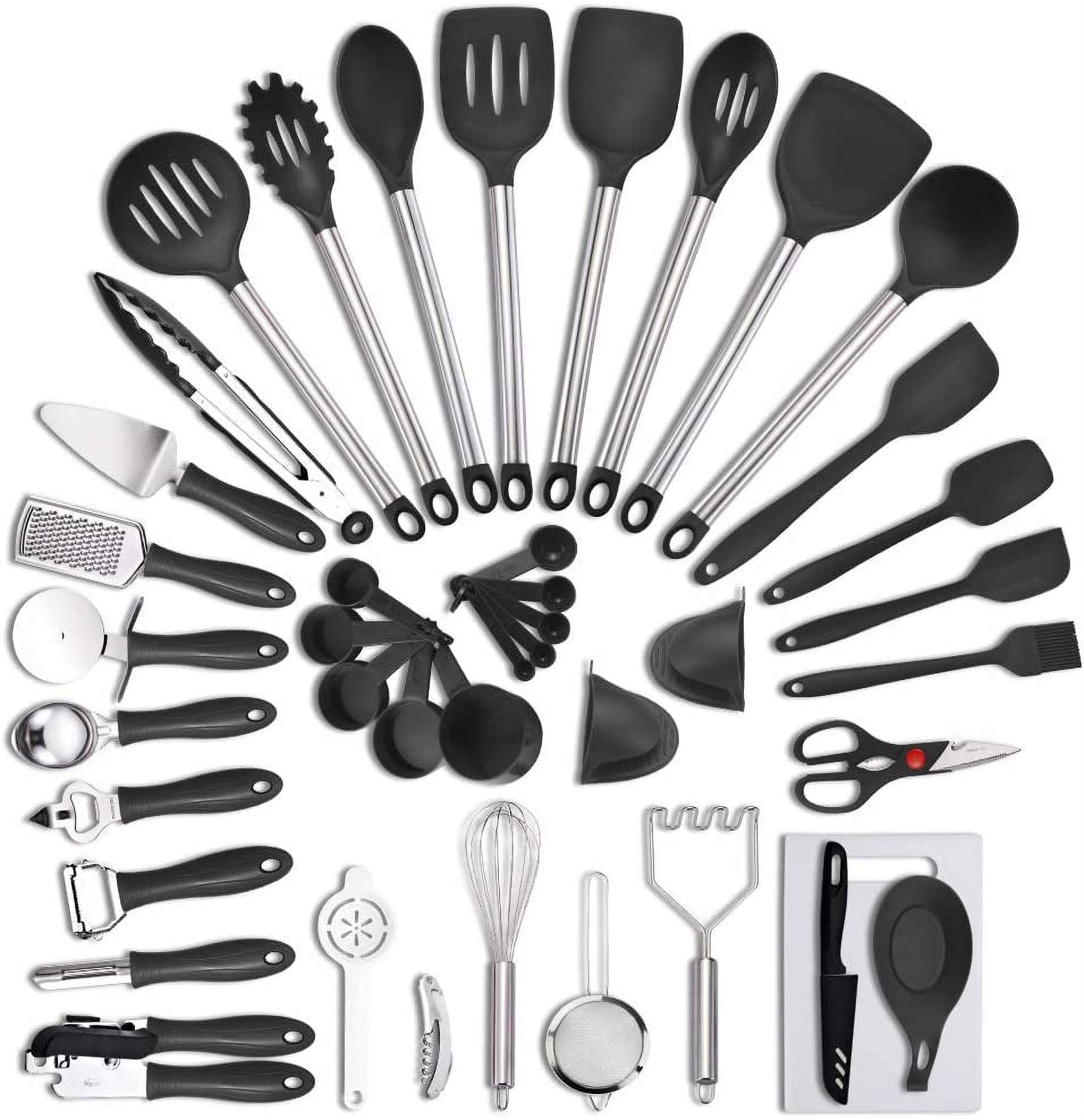 VEICA,kithcen Utensil set 42 Cooking Utensils set Nylon and Stainless ...