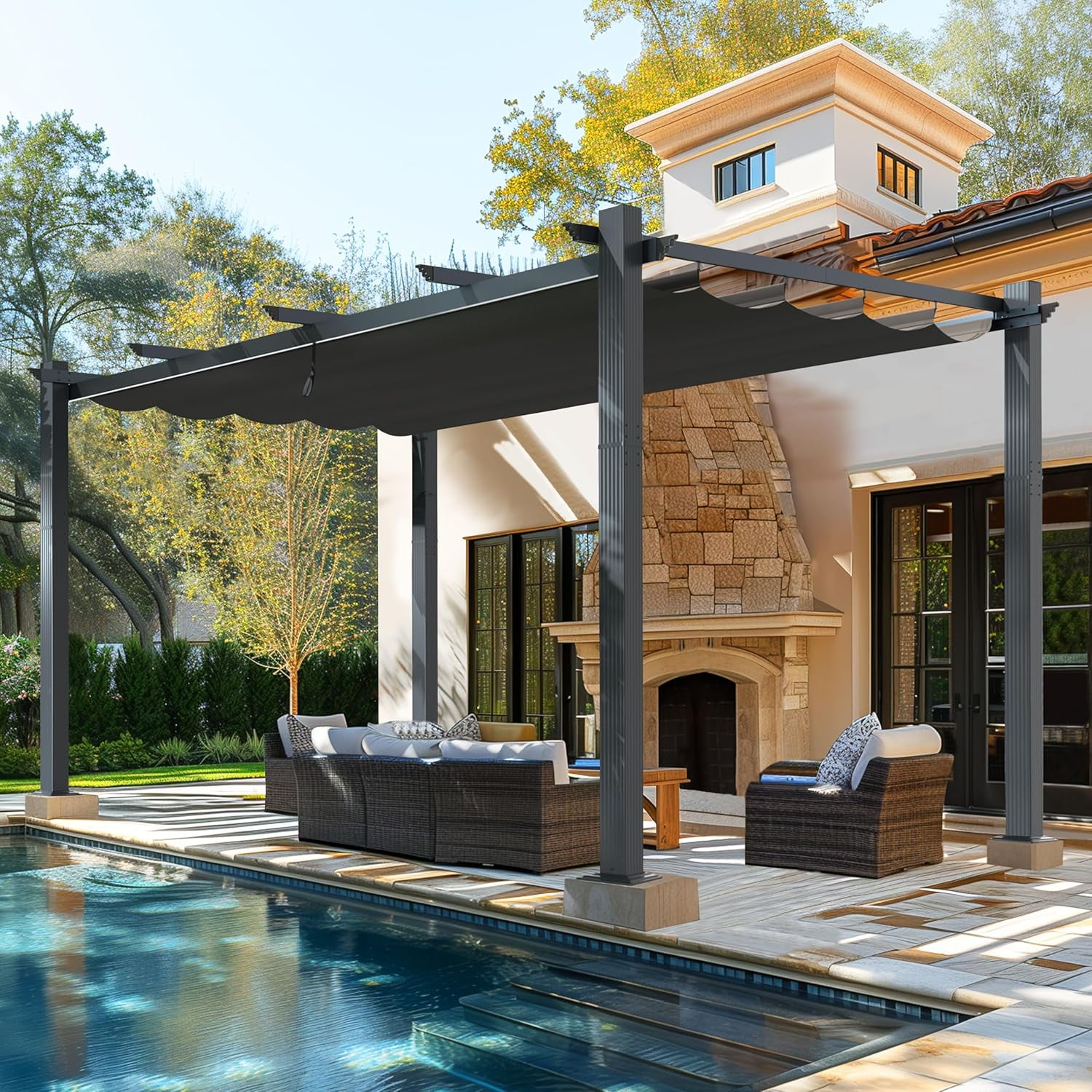 VEIKOU 12’x16’ Pergola, Outdoor Pergola with Thicker Aluminum Frame ...