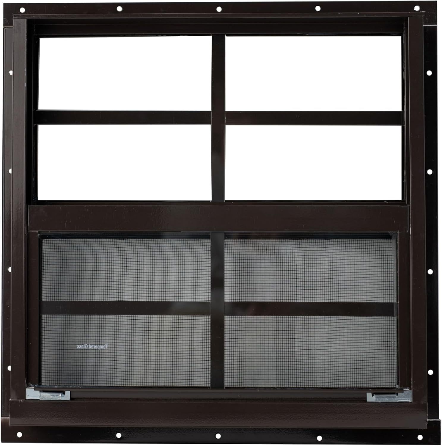 Shed Window 16x16 Brown - Vertical Slider with Tempered Glass & Bug ...