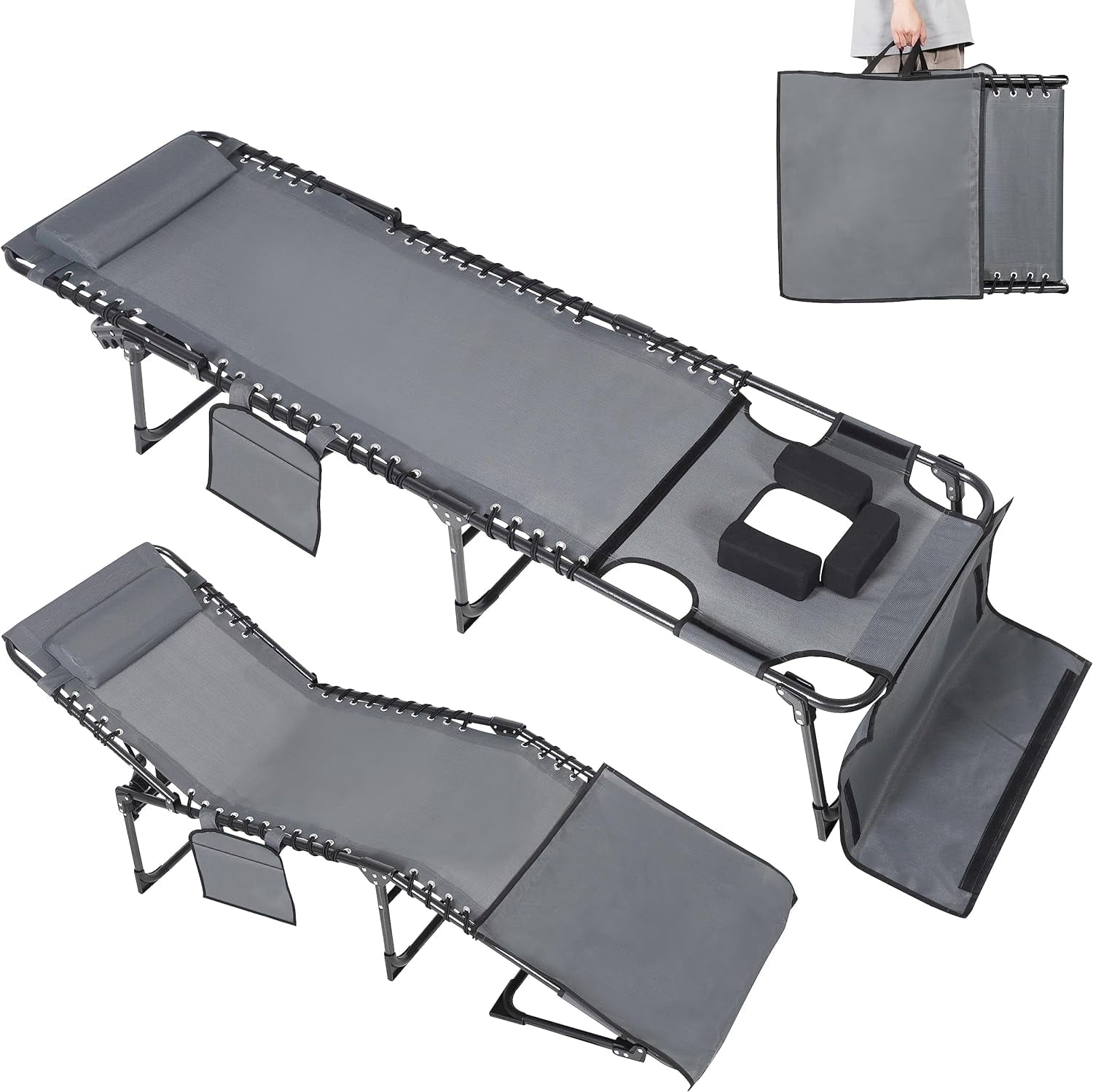 VEIKOU Tanning Chair, 5-Position Beach Lounge Chair with Face Hole ...