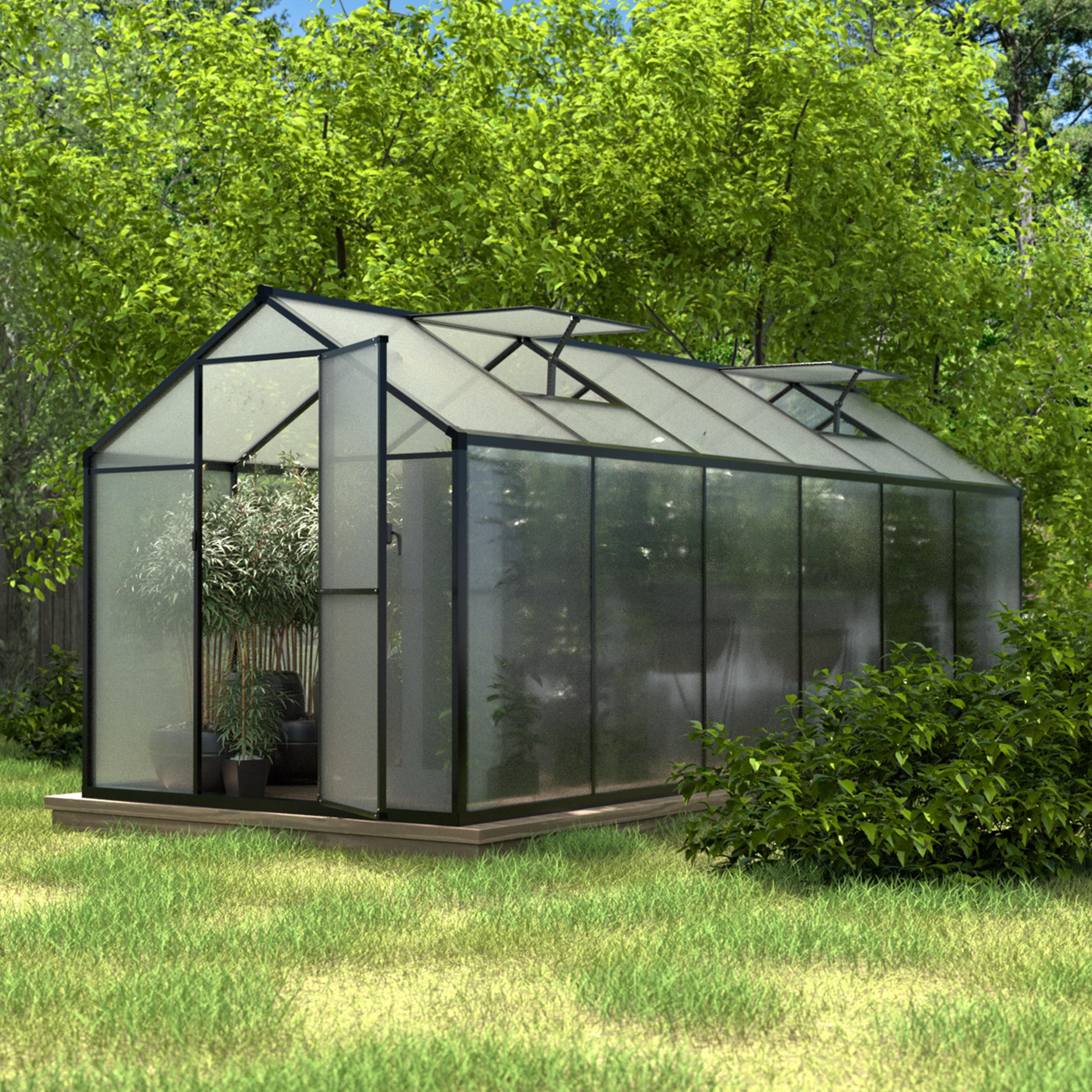 VEIKOUS 12' x 6' Outdoor Walk-in Greenhouse with Aluminum Frame ...