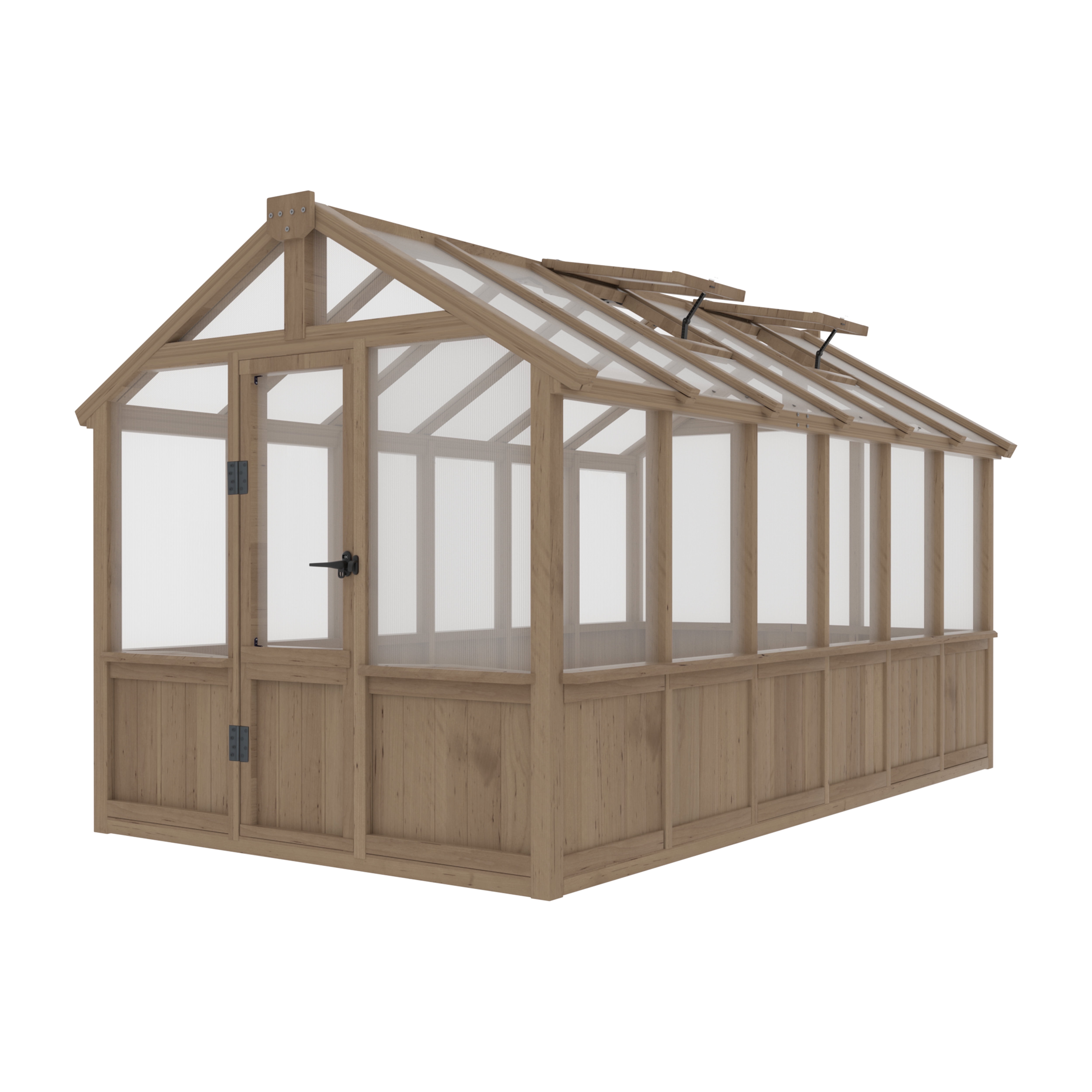VEIKOUS 12ft x 6ft Walk-in Cedar Wood Greenhouse, Outdoor Polycarbonate ...