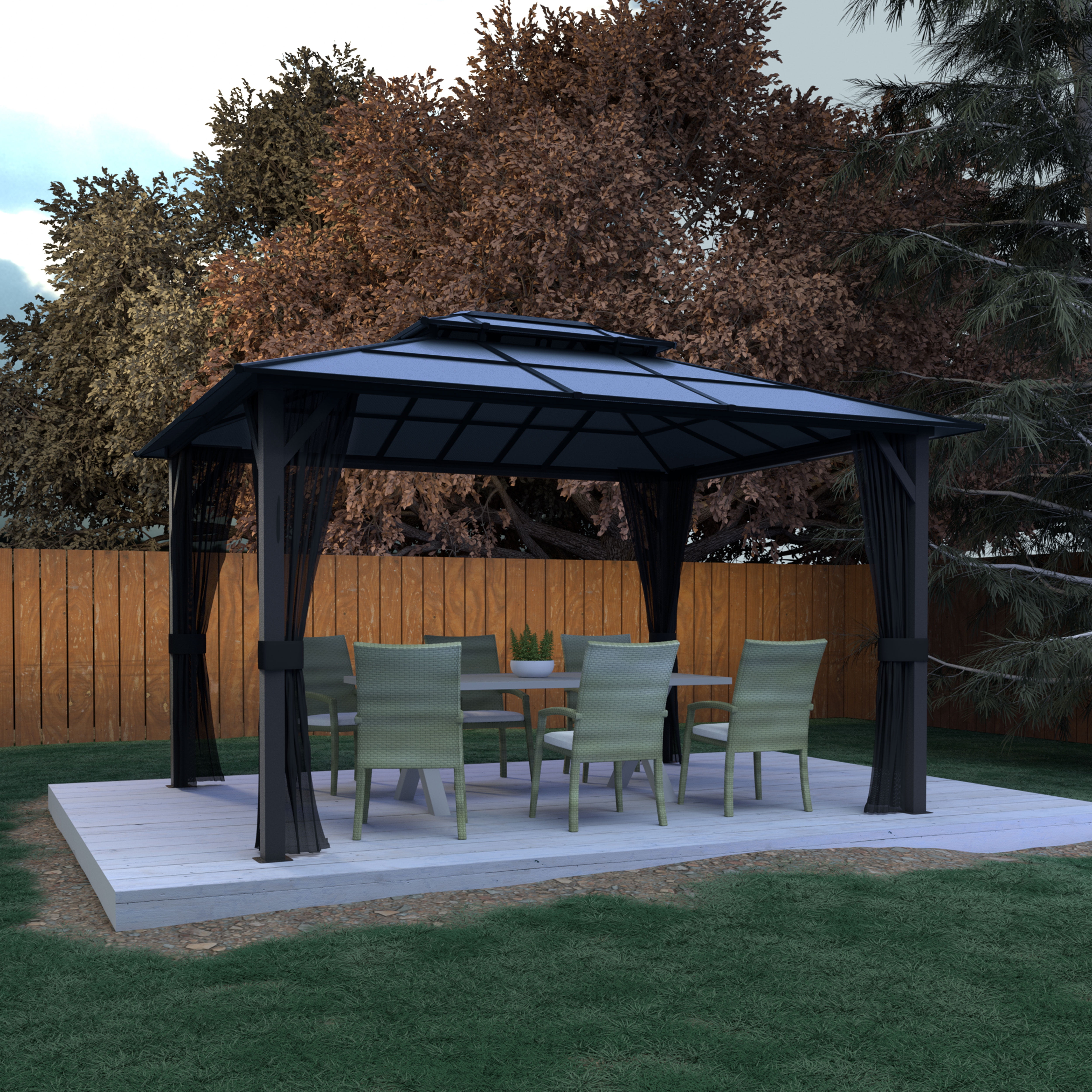VEIKOUS 13' x 10' Hardtop Canopy Cover Gazebo with Double Polycarbonate ...