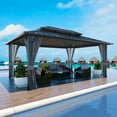 VEIKOUS 16' x 12' Hardtop Iron & Aluminum Outdoor Gazebo, Double Roof ...