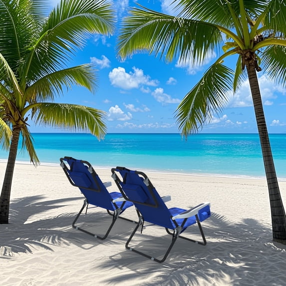 VEIKOUS Folding Beach Chairs 2-Pack, Adjustable Reclining, Lightweight ...