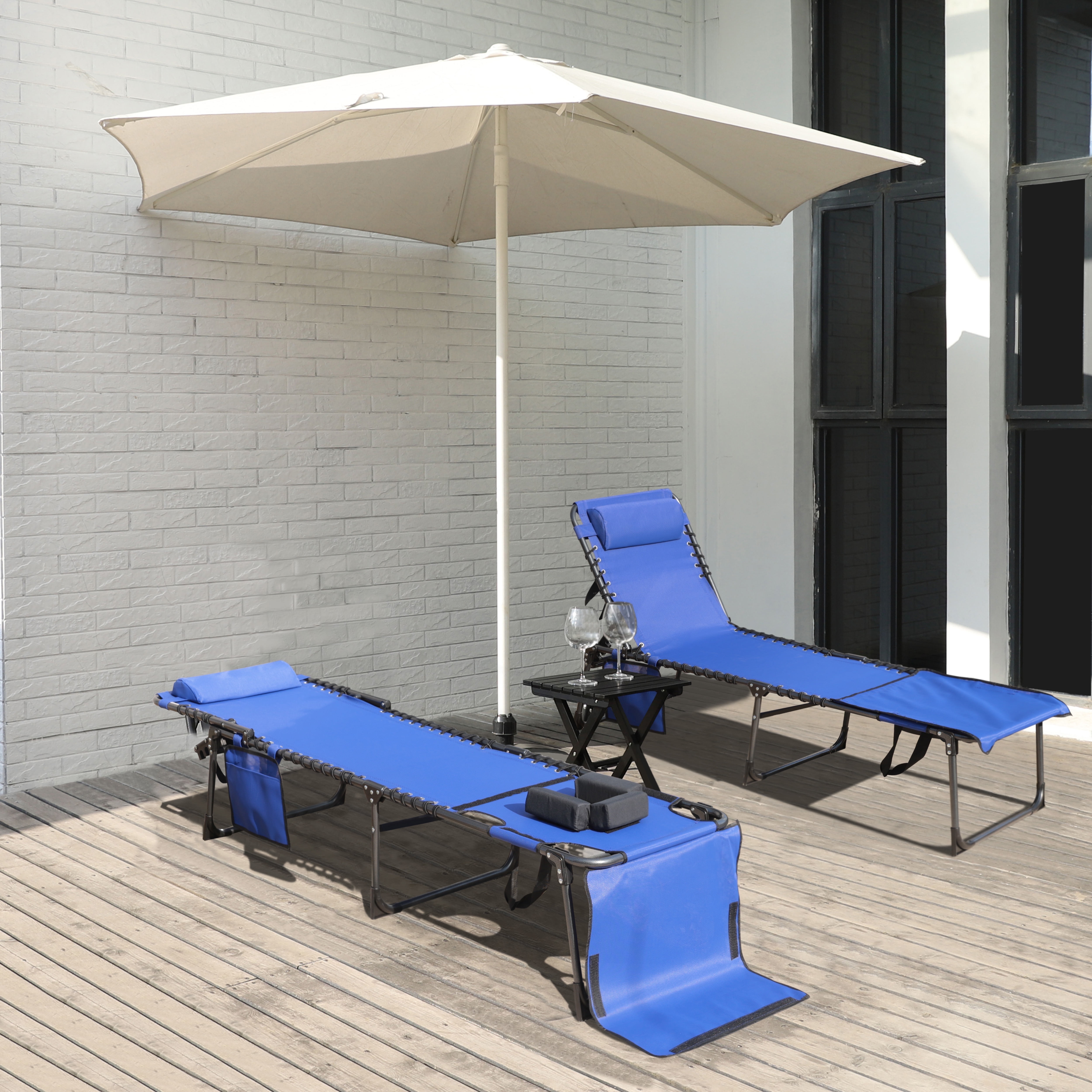VEIKOUS 2 PCs Portable Tanning Chair, 5-Position Adjustable Sunbath ...