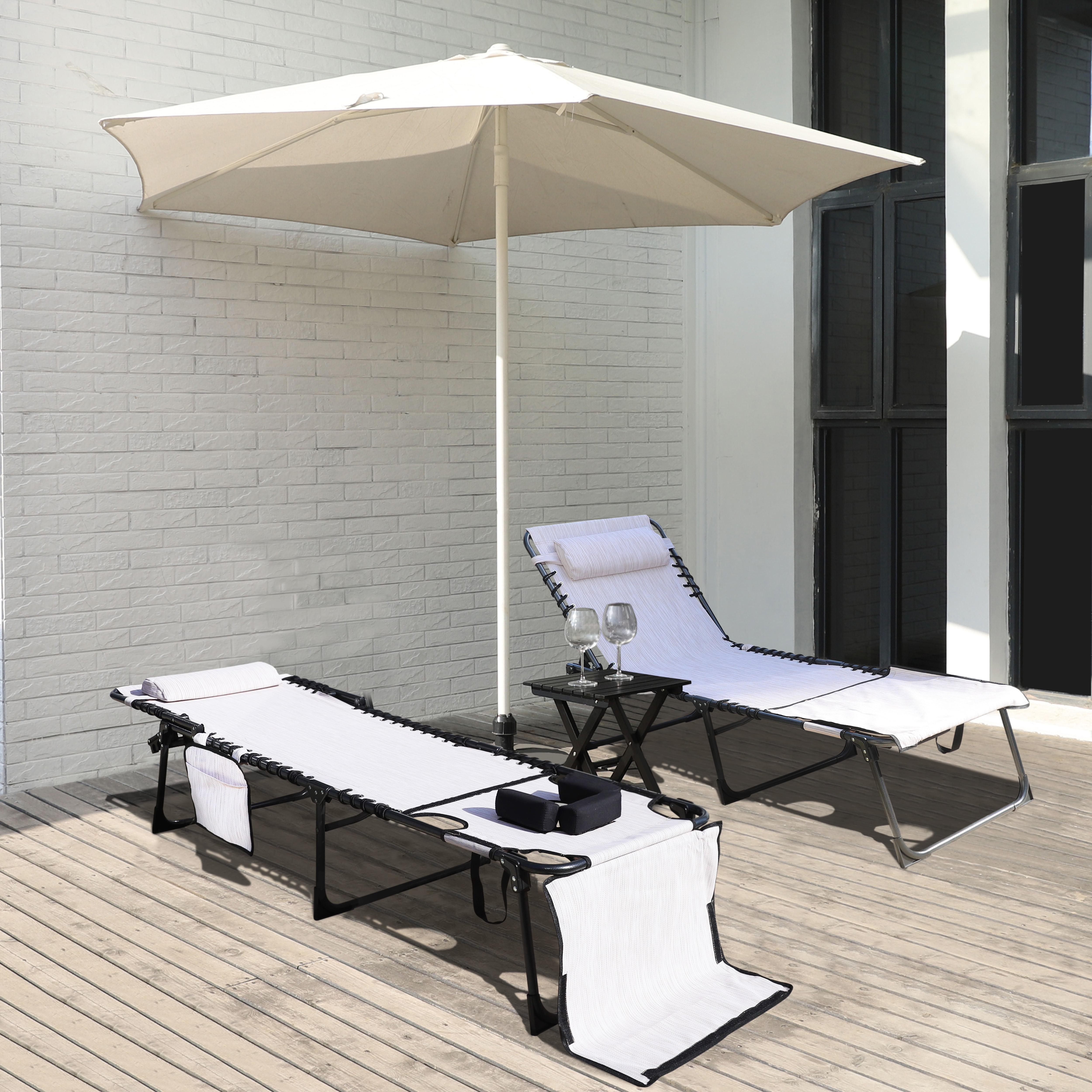 VEIKOUS 2 PCs Portable Tanning Chair, 5-Position Adjustable Sunbath ...