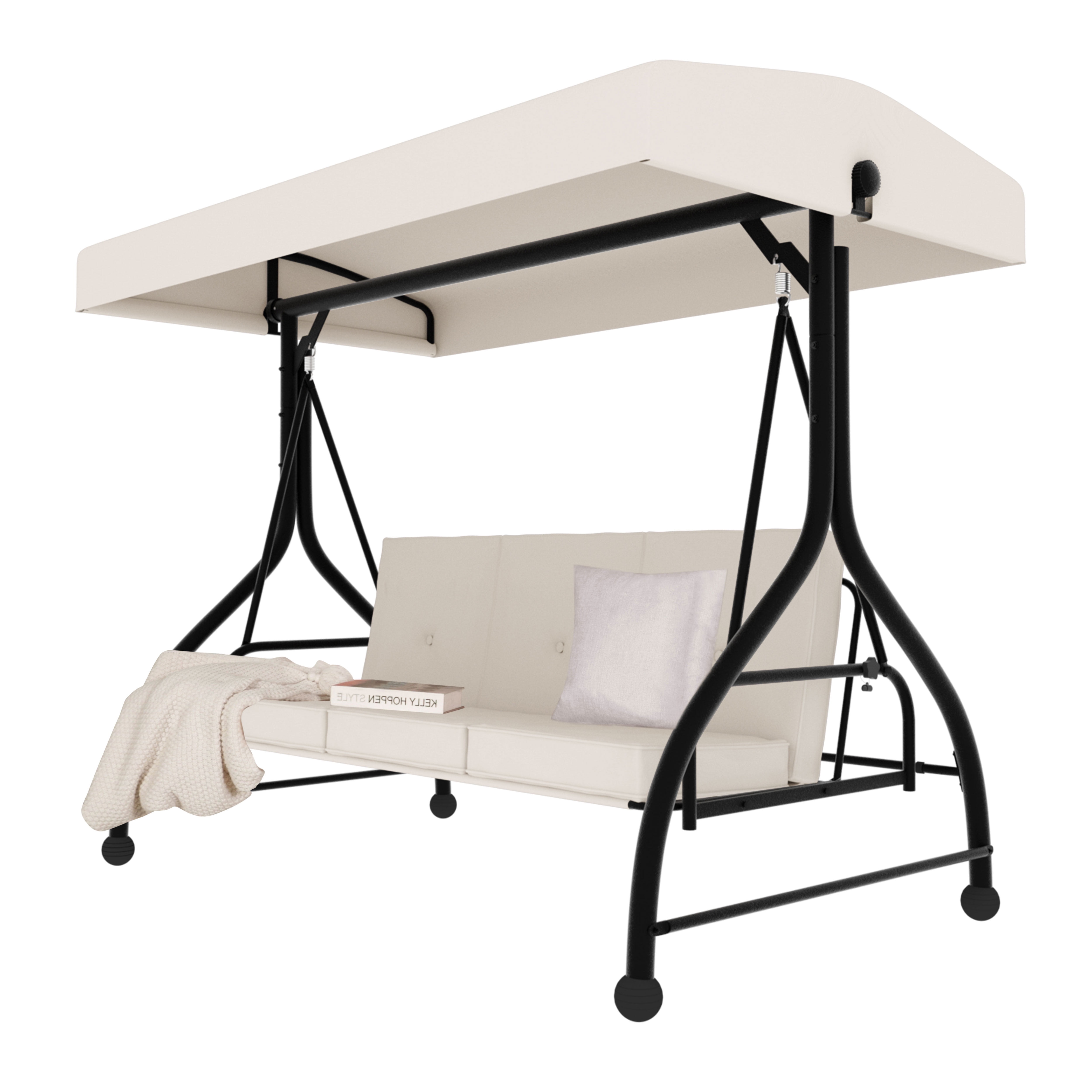 VEIKOUS Furniture Lawn Bench, 3-Seat Outdoor Swing Glider Chair w ...