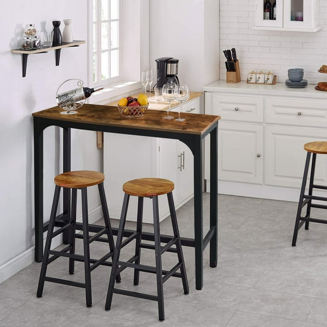 VEIKOUS 47'' Tall Industrial Bar Table, Solid Metal, Adjustable Pad ...