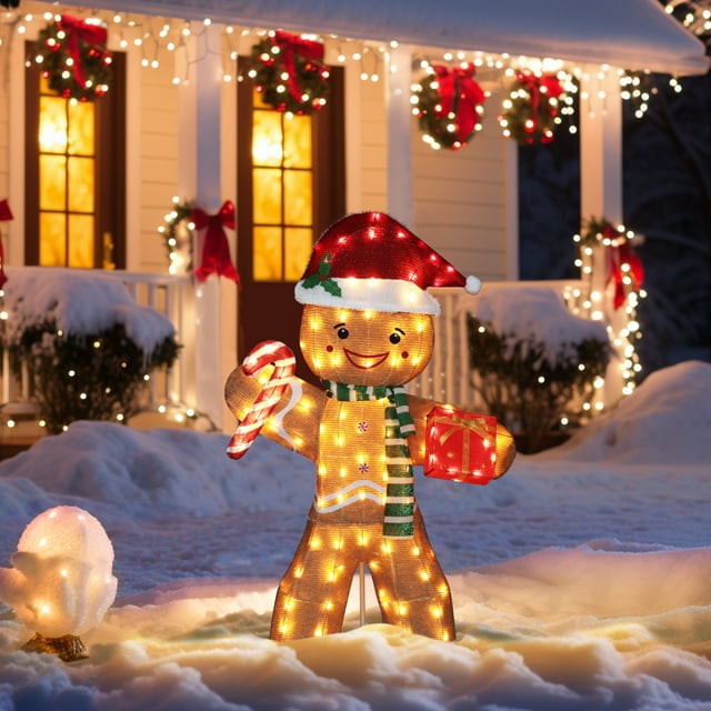 VEIKOUS 5ft Lighted Christmas Gingerbread Man Decoration - Walmart.com