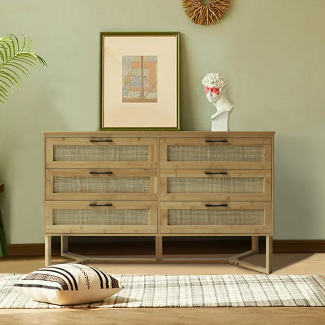 VEIKOUS 6 Drawer Dresser with Anti-Tipping Design Chest of Drawers for ...