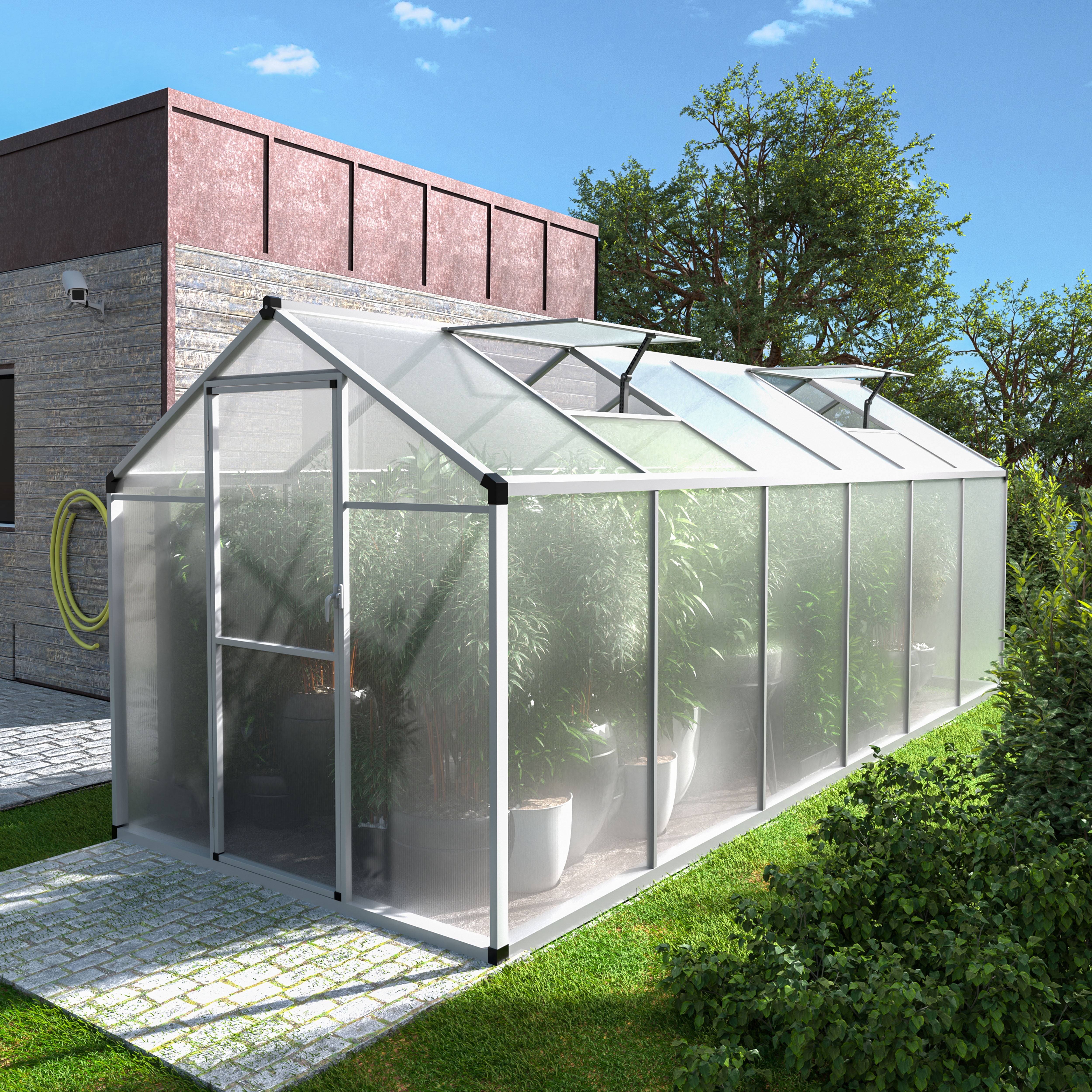 VEIKOUS 6' X 12' Outdoor Greenhouse, Walk-in Greenhouse W/ 2 Adjustable ...
