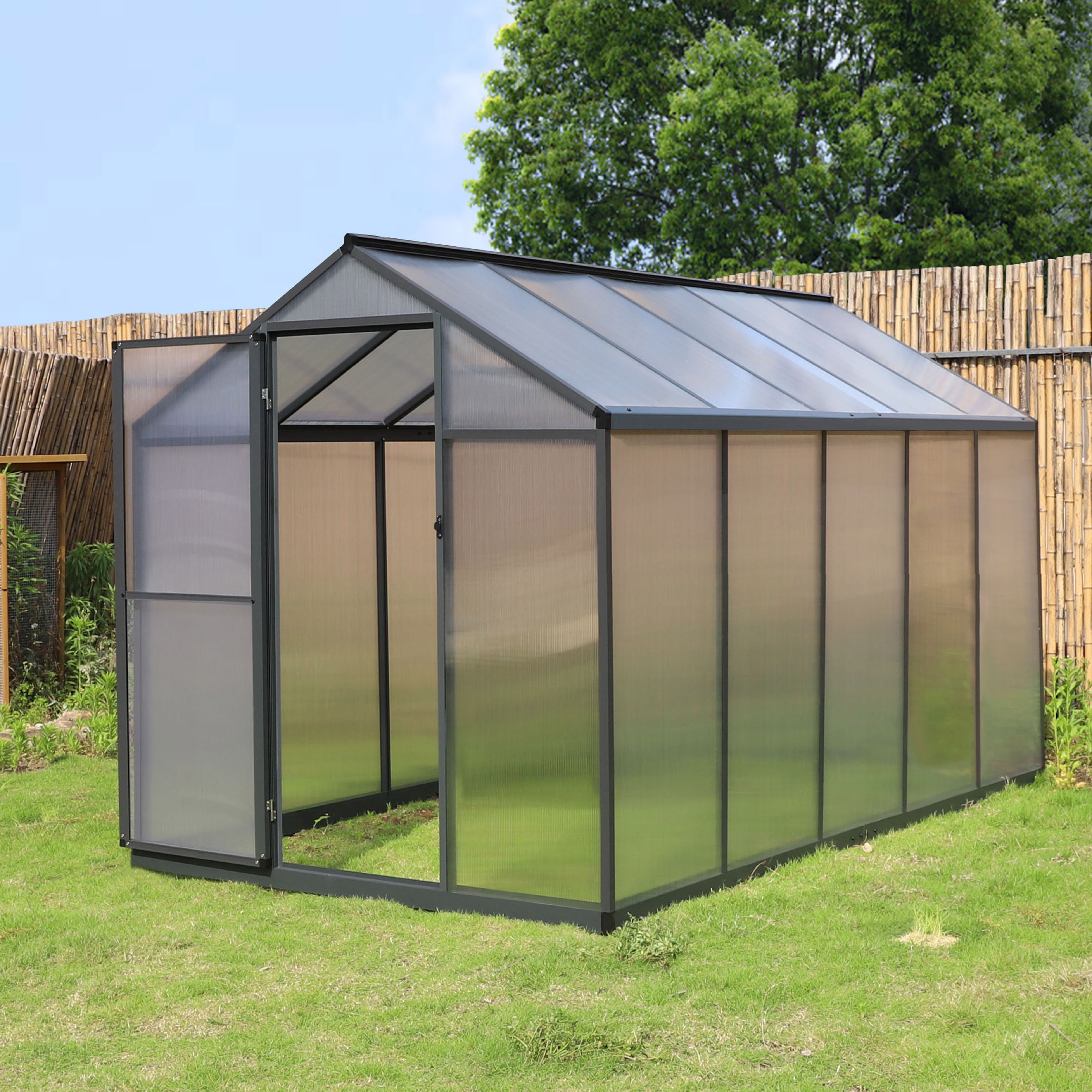 VEIKOUS 6' x 10' Walk-in Polycarbonate Greenhouse, Aluminum Frame ...