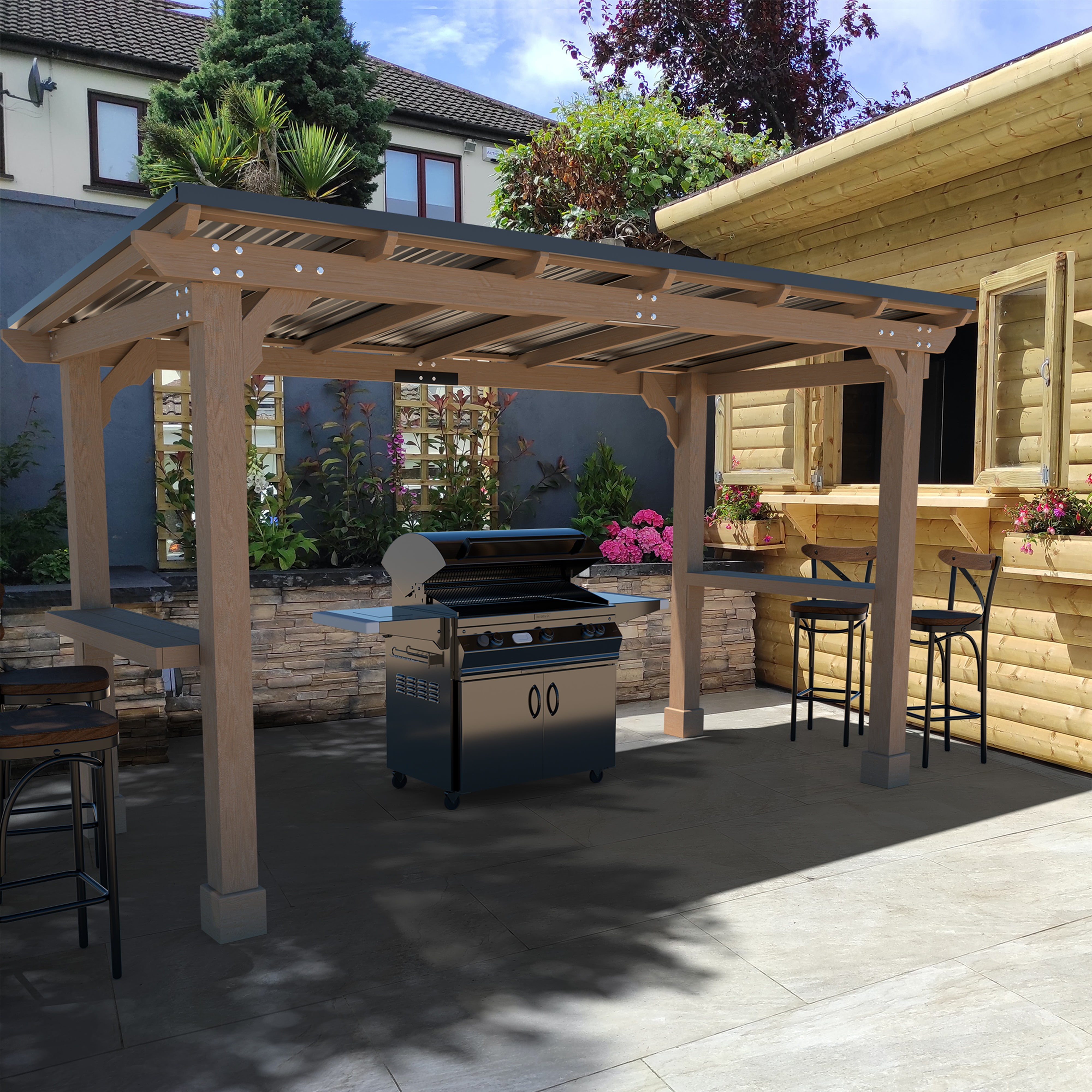 VEIKOUS 13' x 6' Outdoor Grill Gazebo, Outdoor Heavy Duty BBQ Pergola w ...