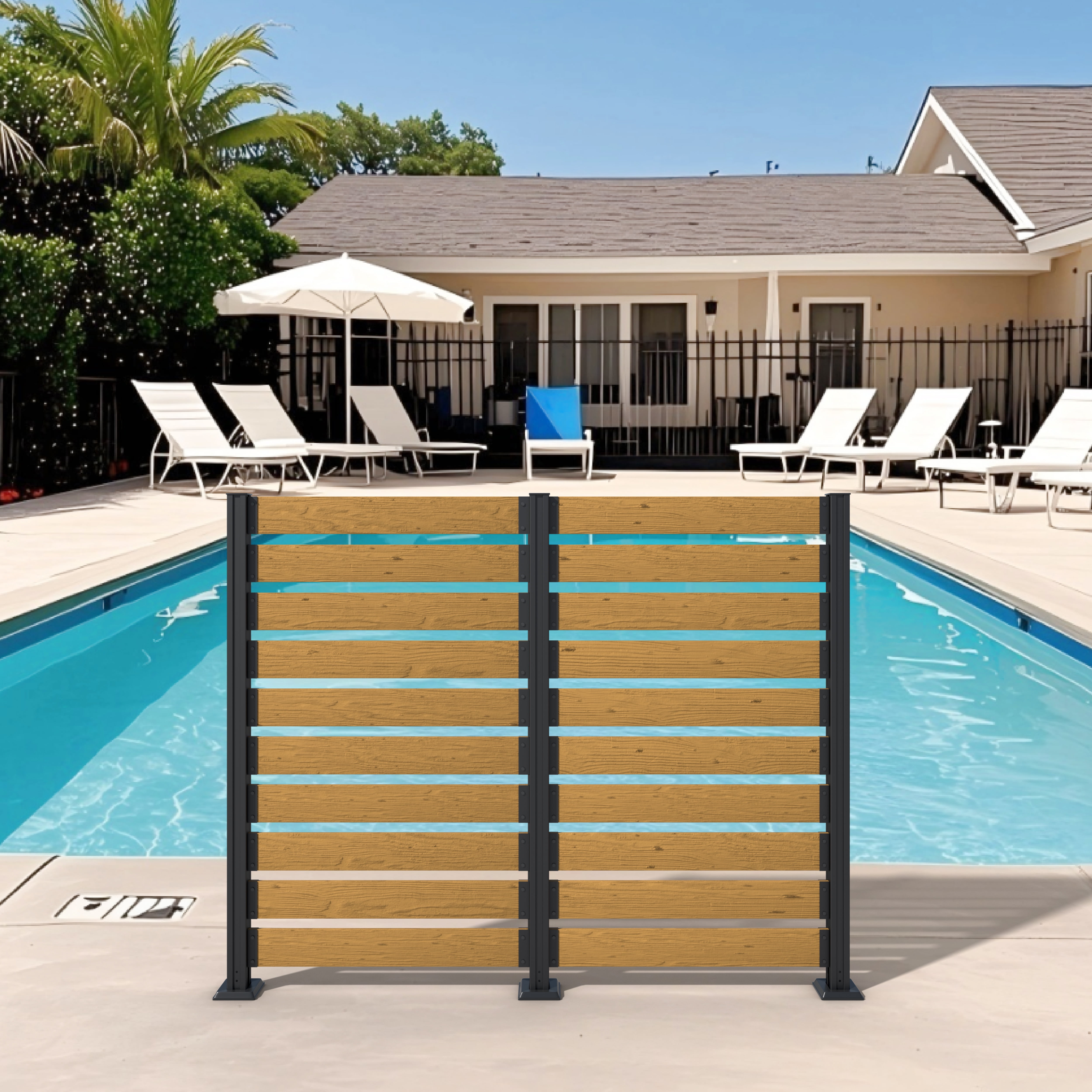 VEIKOUS 60"H x 40.16"W Freestanding Privacy Screen, Outdoor Divider ...