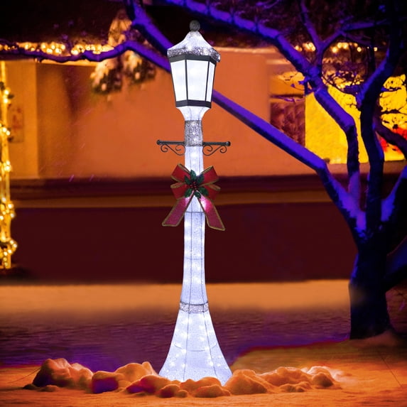 VEIKOUS 6ft Christmas Pre-Lit Lamp Post Holiday Decoration W/120 LED ...