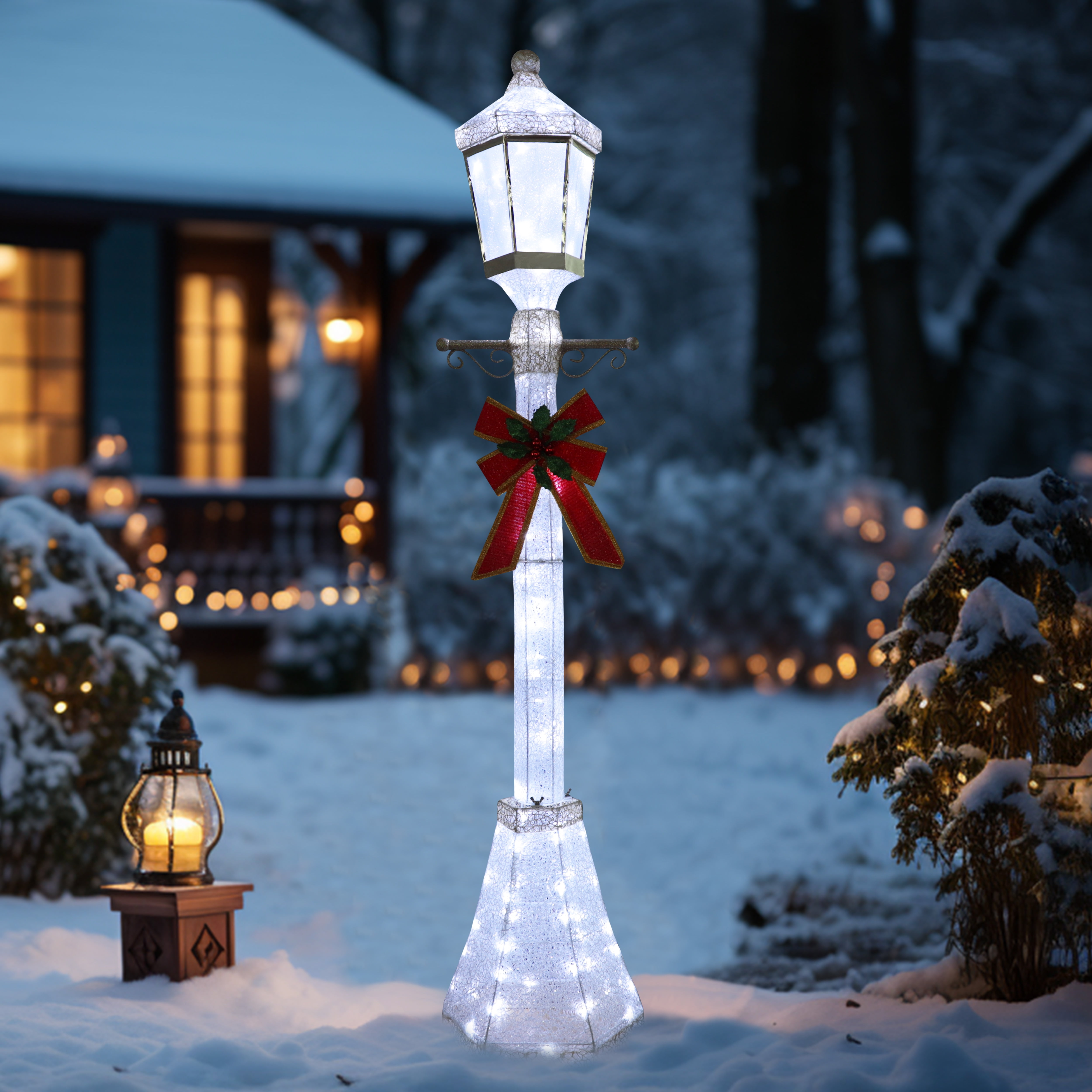 VEIKOUS 6ft Outdoor Holiday Decoration, Pre-Lit Street Lamp Shaped Xmas ...
