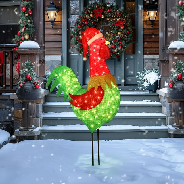 VEIKOUS 6ft Lighted Christmas Rooster Holiday Decor with 150 LED Lights ...